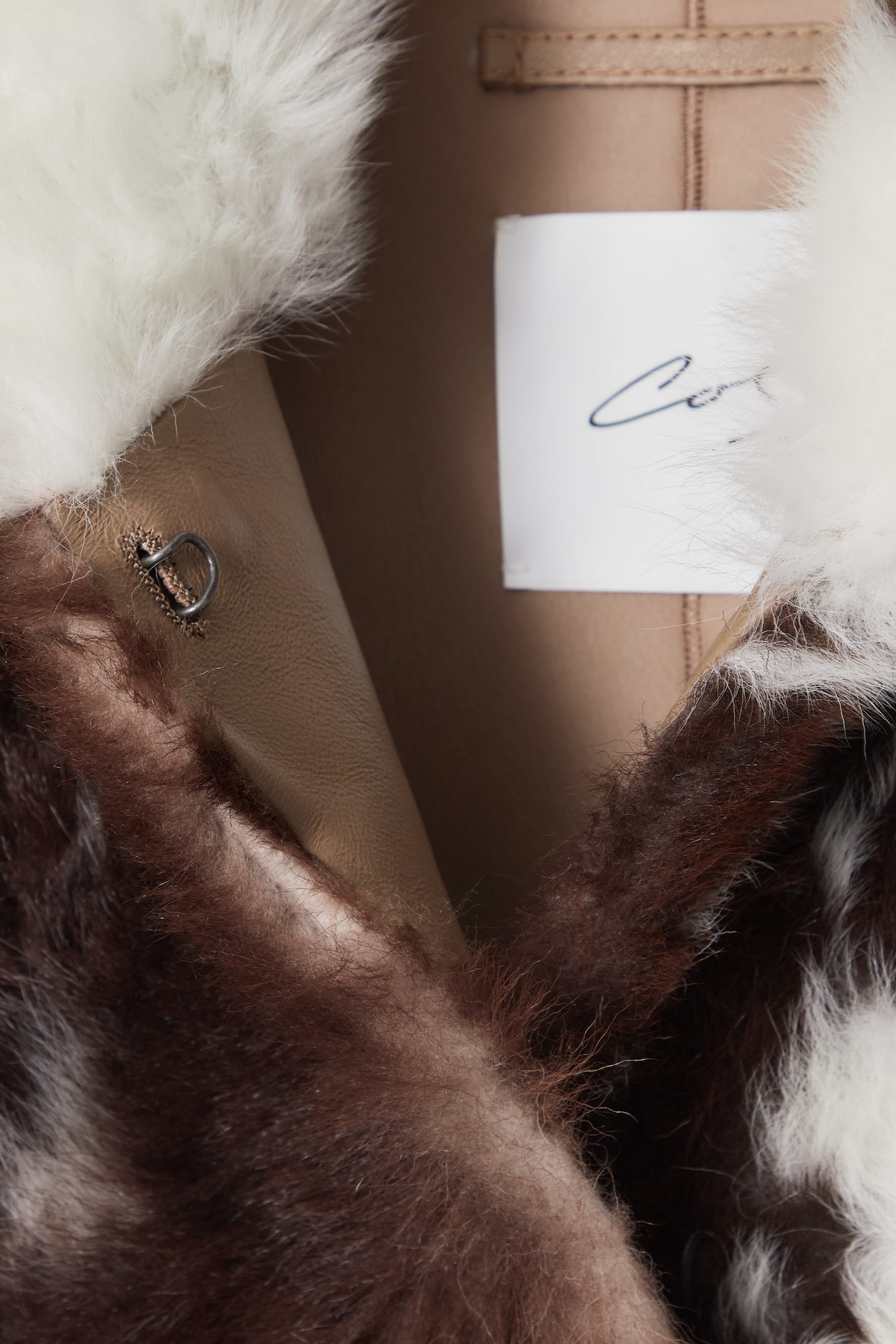 THE FUNNEL-NECK SHEARLING COAT - NATURAL SHEARLING | COS