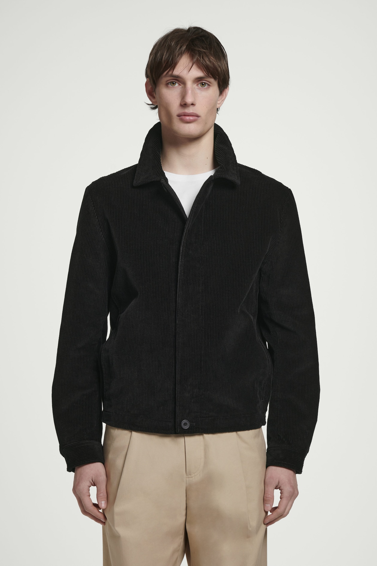 RELAXED COTTON-CORDUROY OVERSHIRT - BLACK | COS