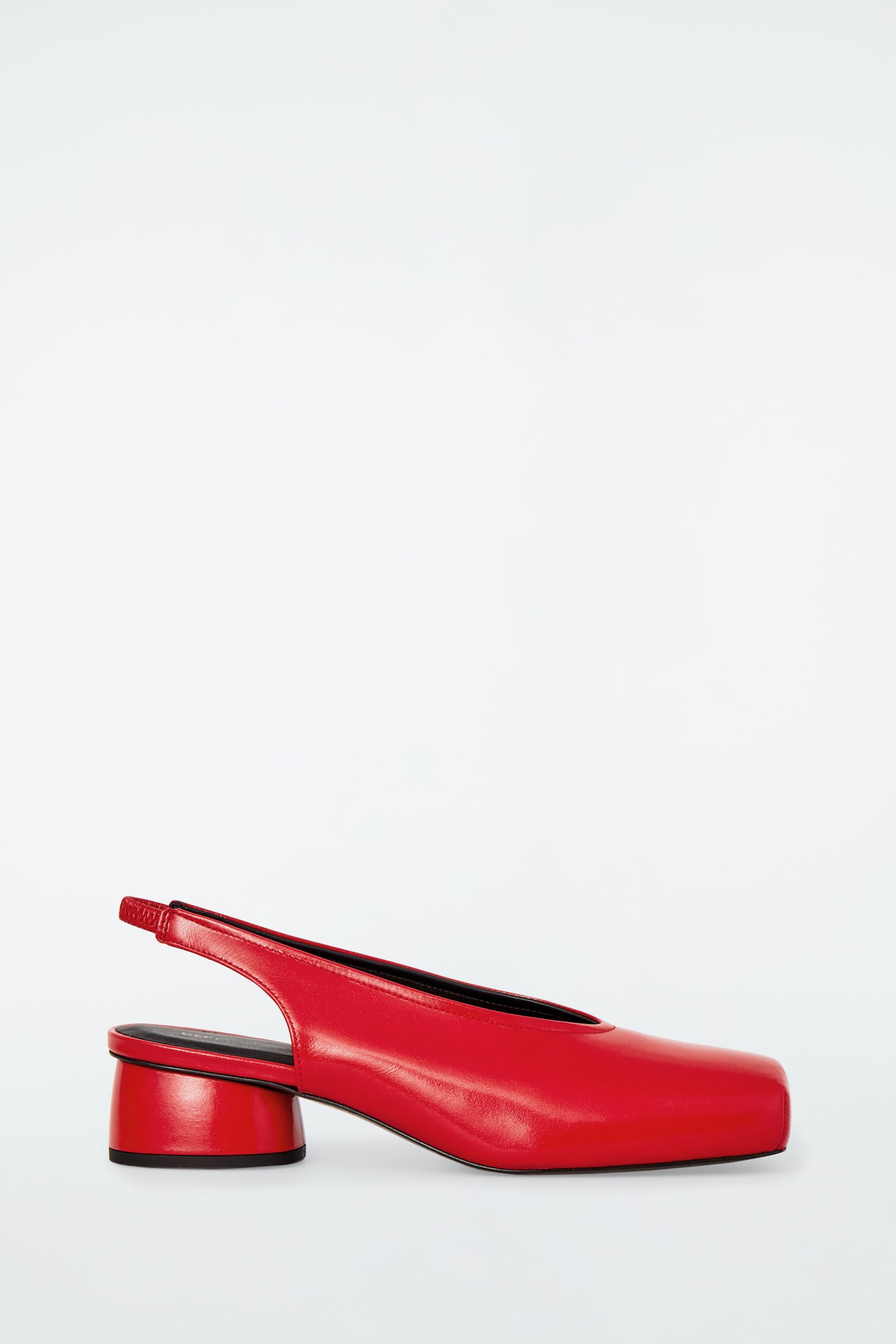 SQUARE-TOE LEATHER HEELED BALLET PUMPS - RED | COS AU