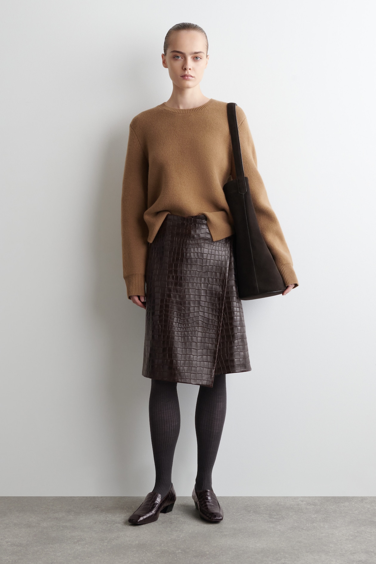 RIBBED MERINO WOOL TIGHTS - DARK BROWN | COS GB