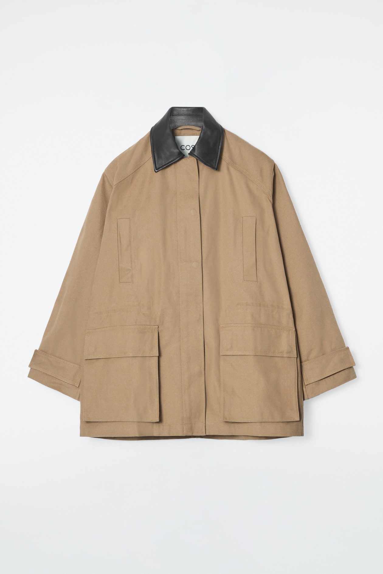LEATHER-COLLAR FIELD JACKET - CAMEL | COS