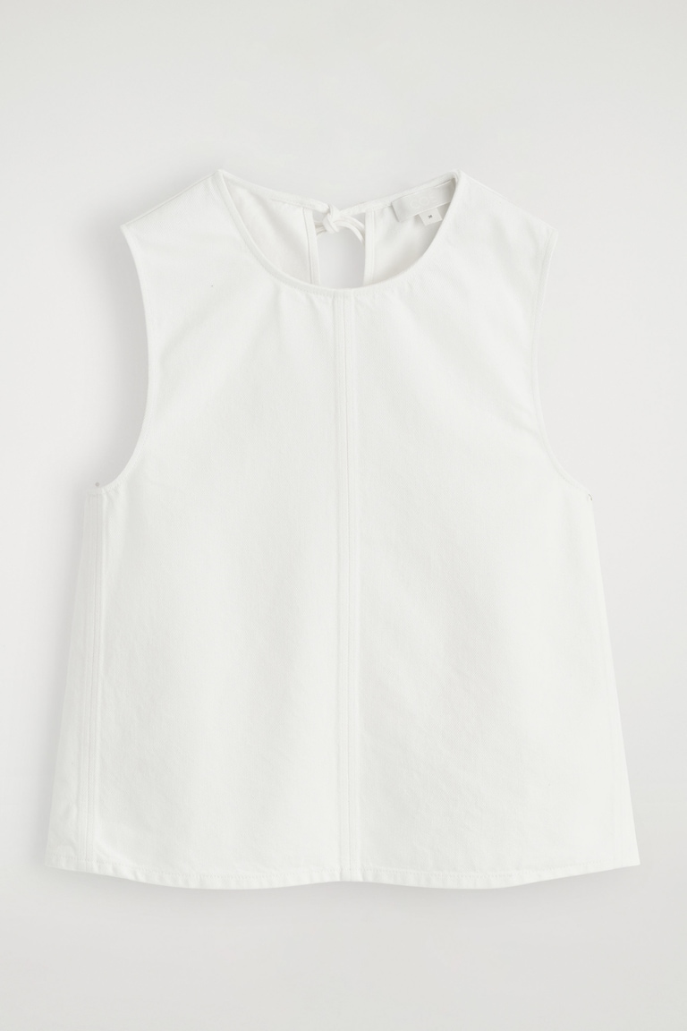SLEEVELESS DENIM TOP - WHITE | COS
