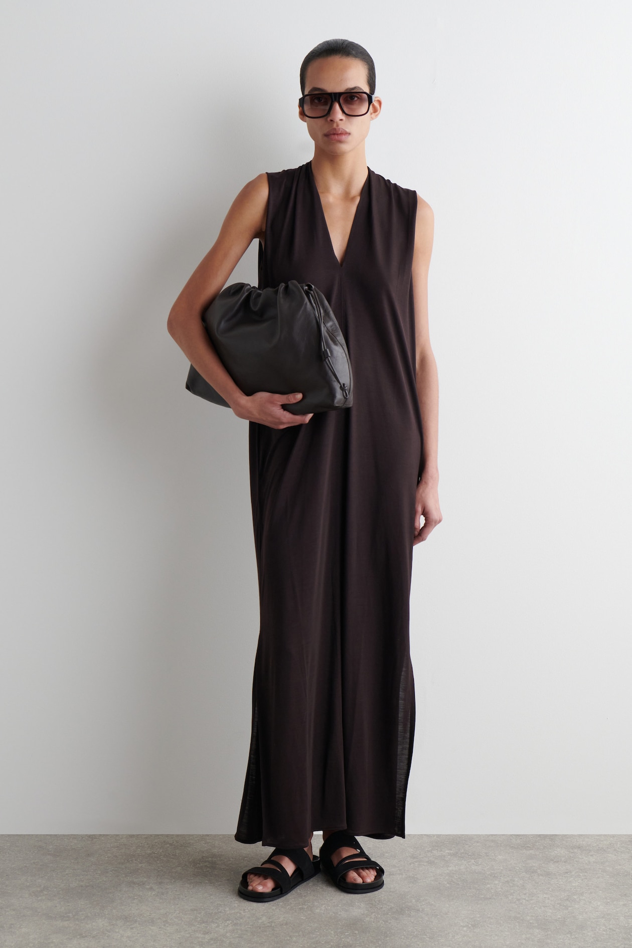 MULTI-STRAP SUEDE SANDALS - BLACK | COS