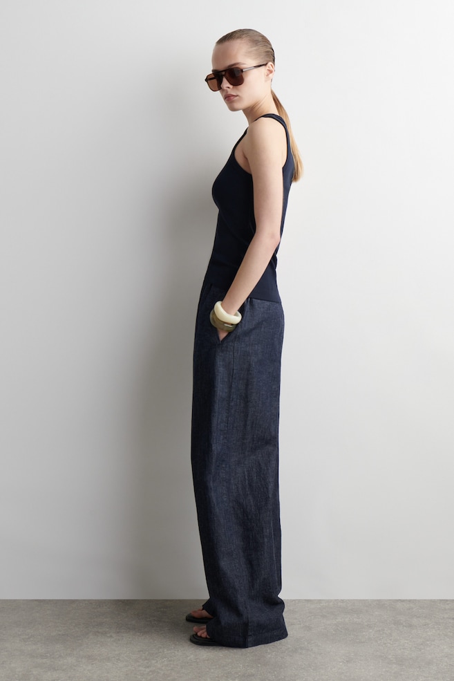 DENIM WIDE-LEG DRAWSTRING PANTS - INDIGO | COS