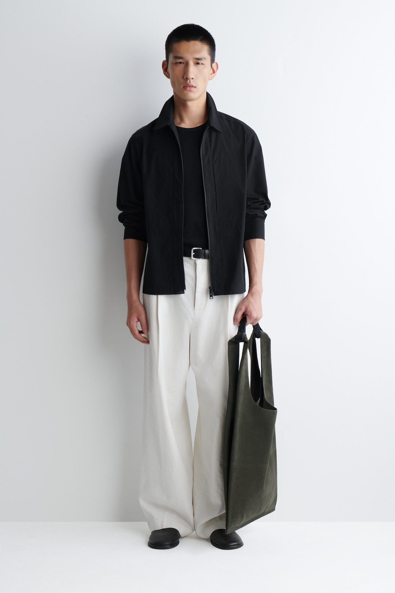 TOTE BAG SLOUCHY - CUIR SUÉDÉ - GRIS | COS CH