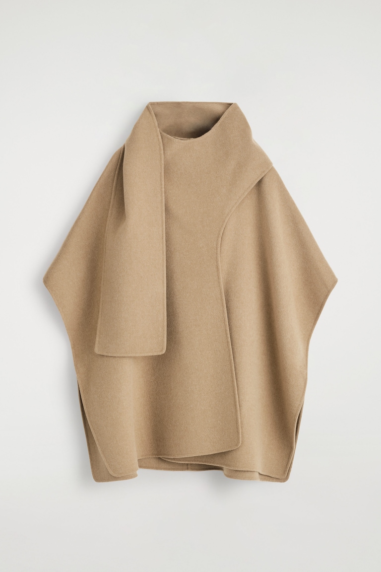 DOUBLE-FACED WOOL SCARF CAPE - BEIGE | COS