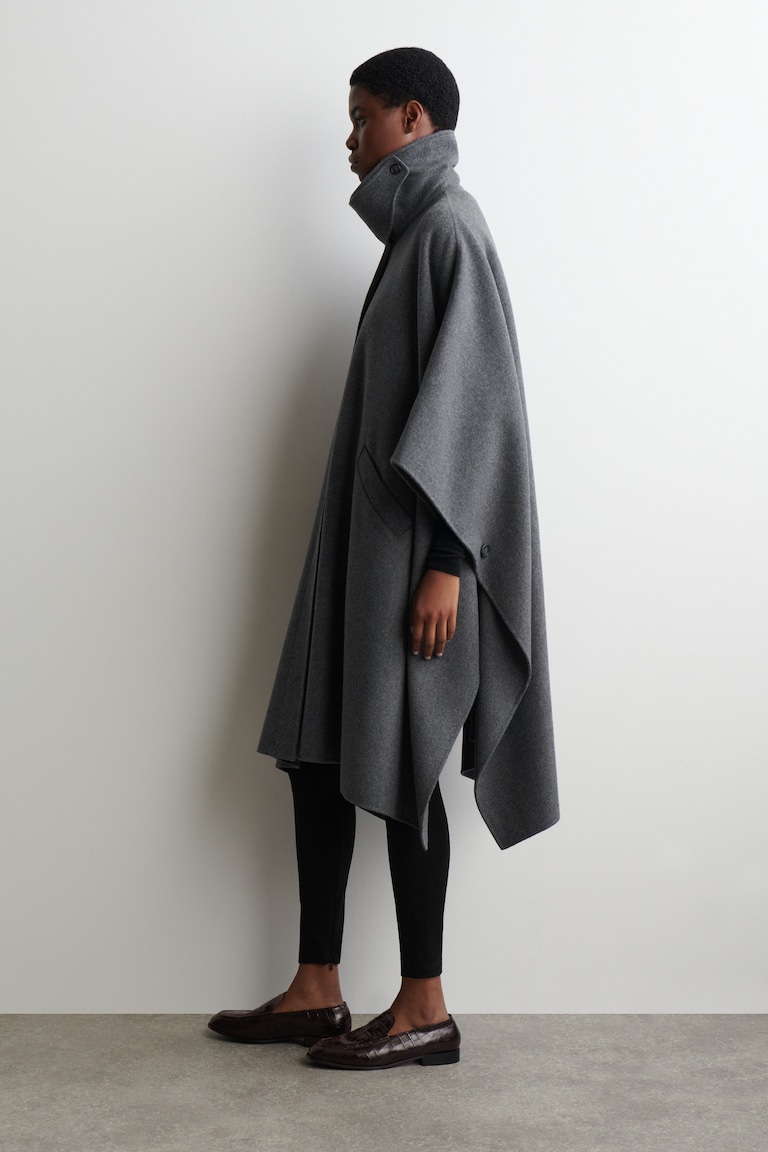 DOUBLE-FACED WOOL LONG CAPE - GREY | COS GB