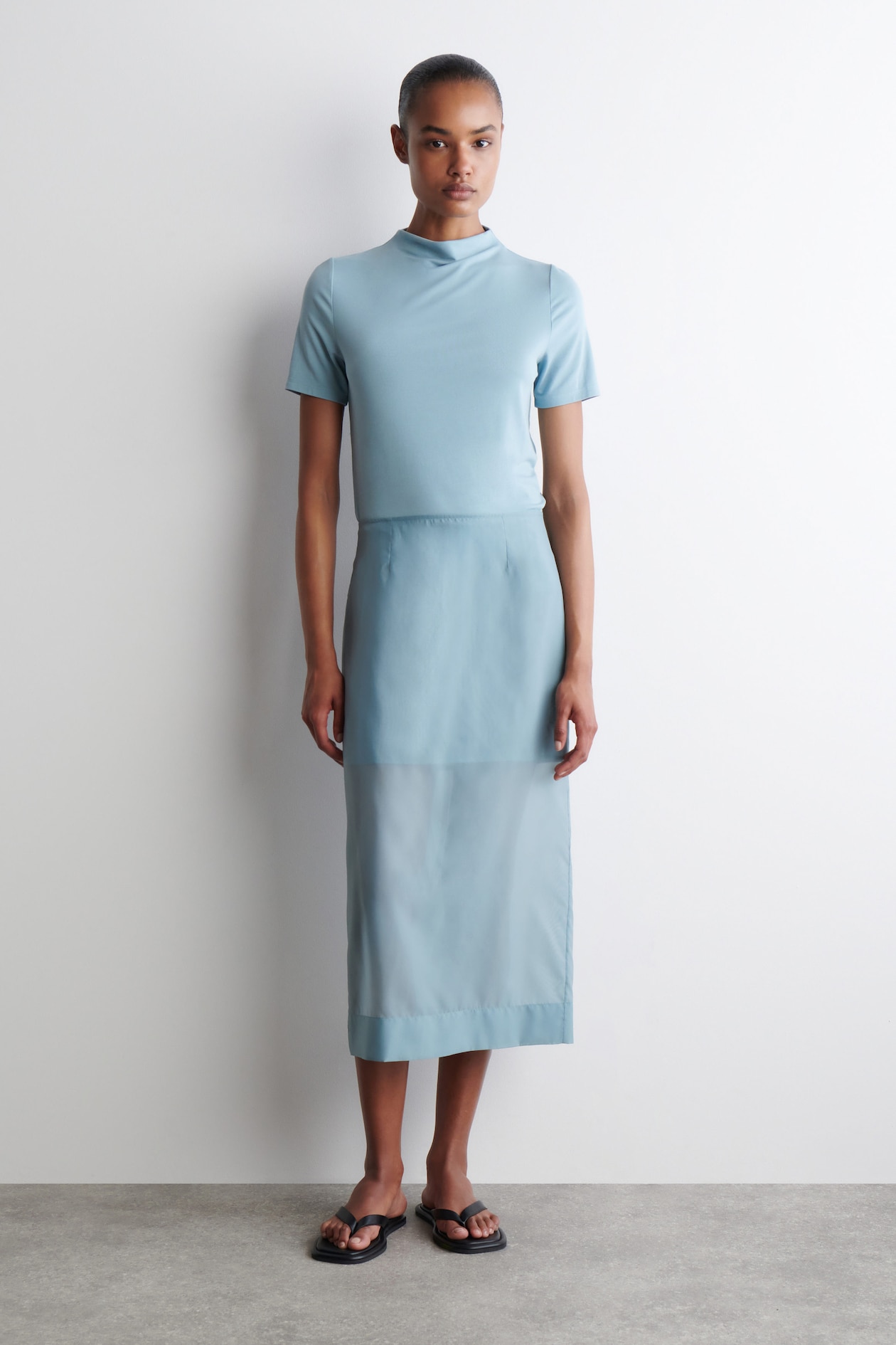 SHEER COLUMN SKIRT - BLUE | COS