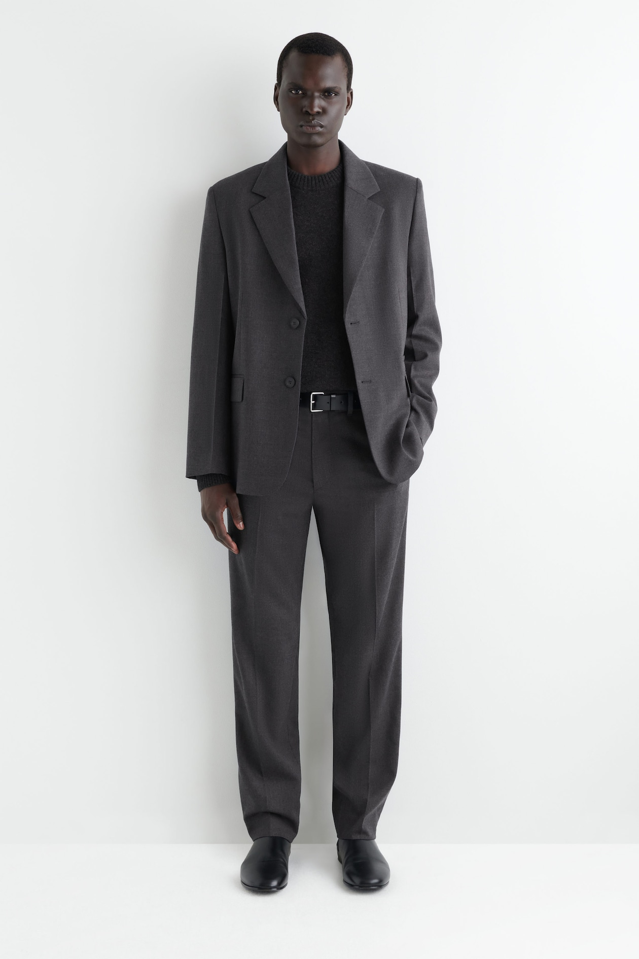 WOOL TAPERED TROUSERS - STONE MÉLANGE | COS