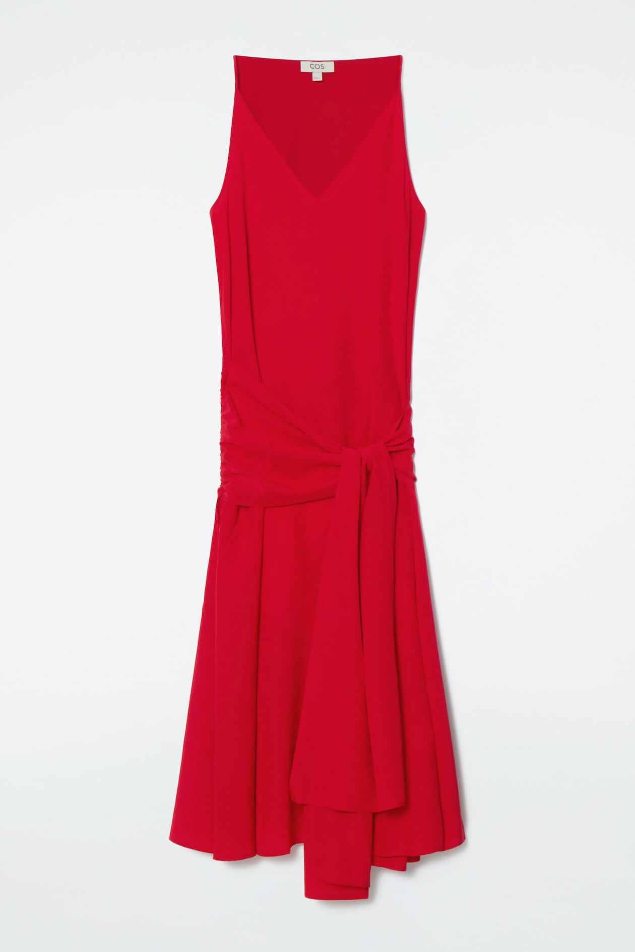 ASYMMETRIC TIE-WAIST SILK DRESS - RED | COS