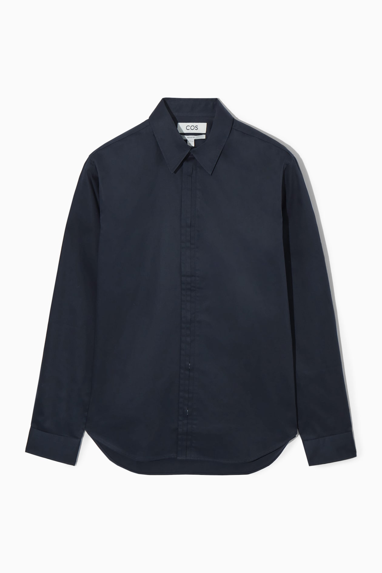 PLEATED-PLACKET DRESS SHIRT - NAVY | COS