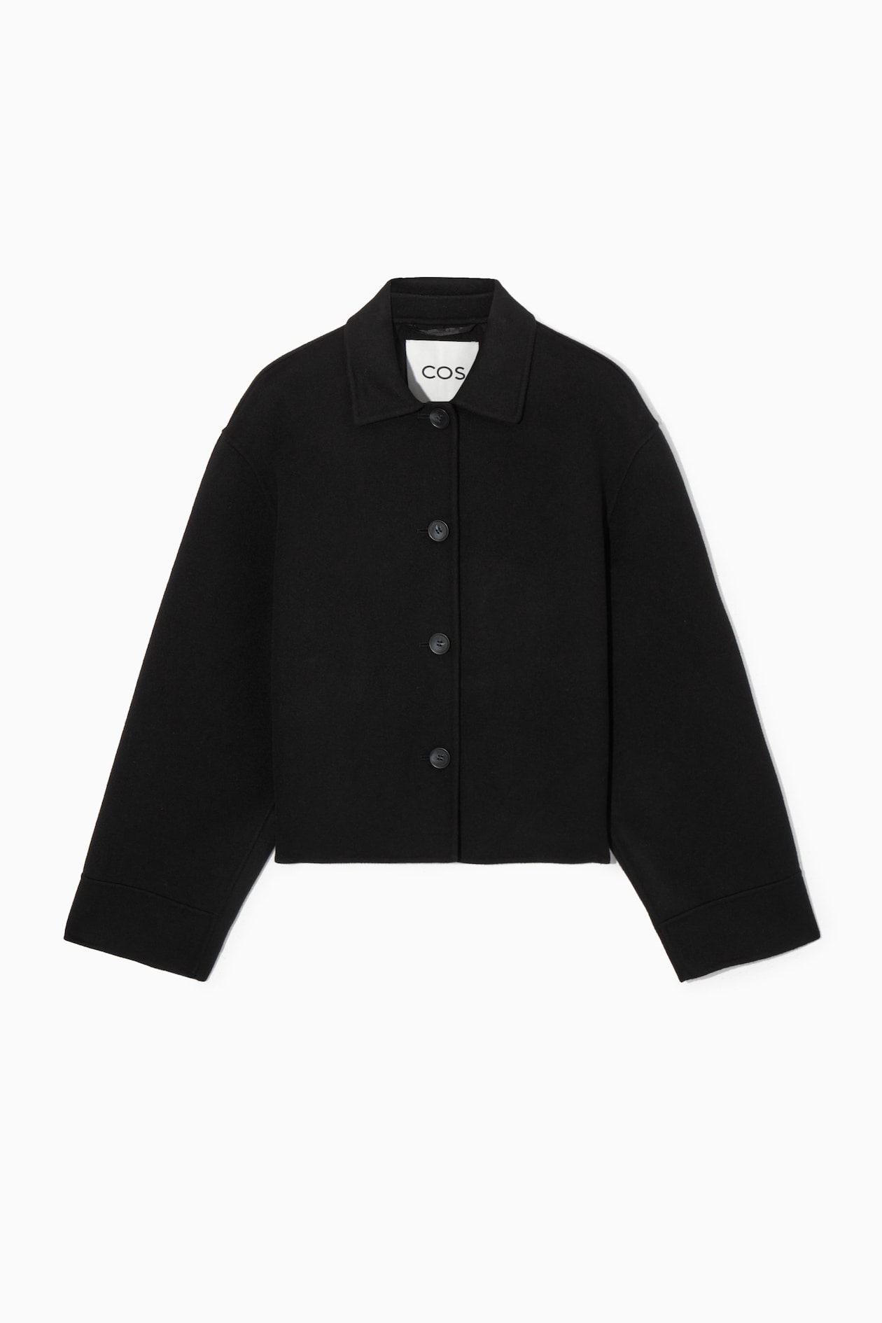 BOXY DOUBLE-FACED WOOL JACKET - BLACK | COS