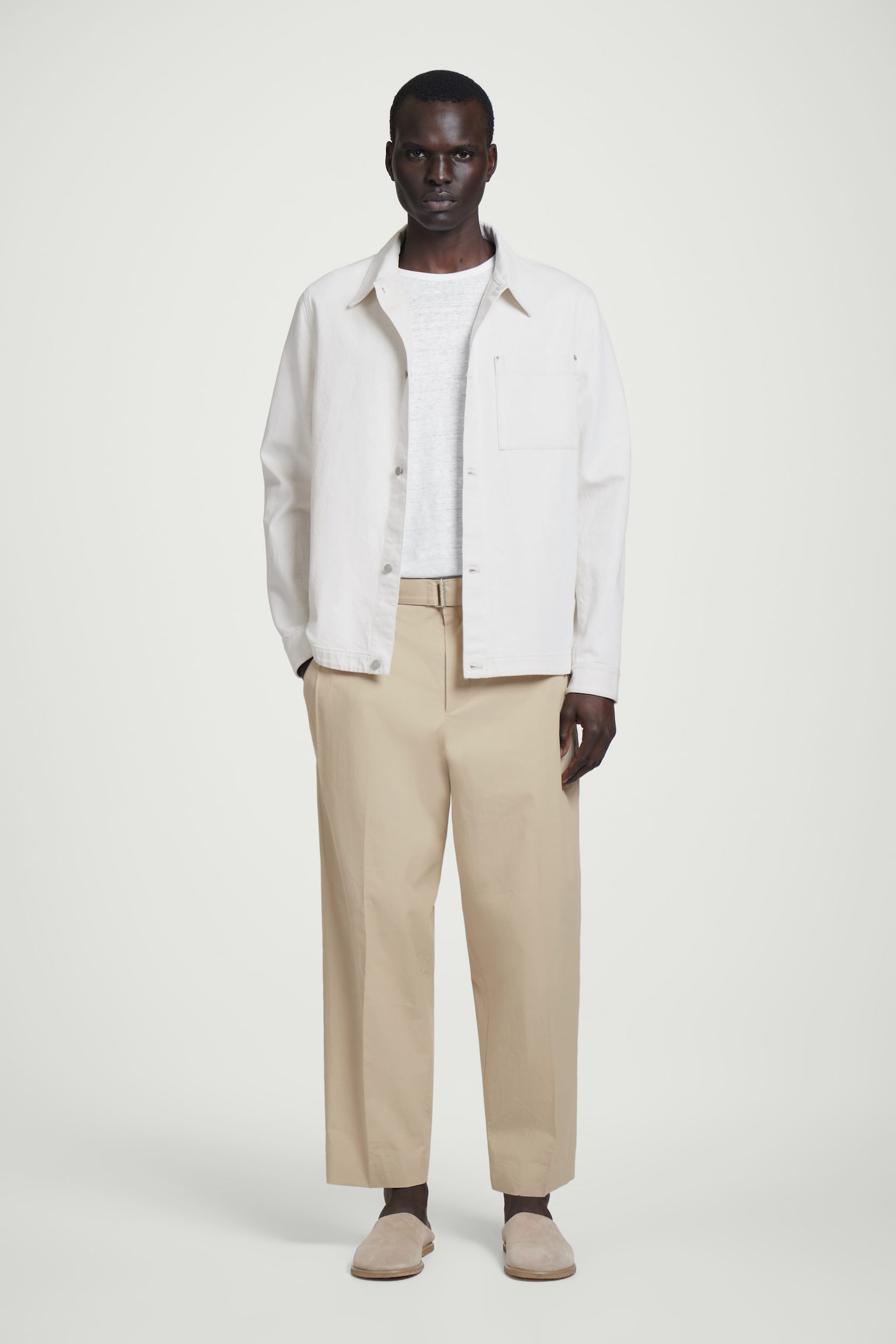 BELTED TAPERED COTTON PANTS - MOLE | COS