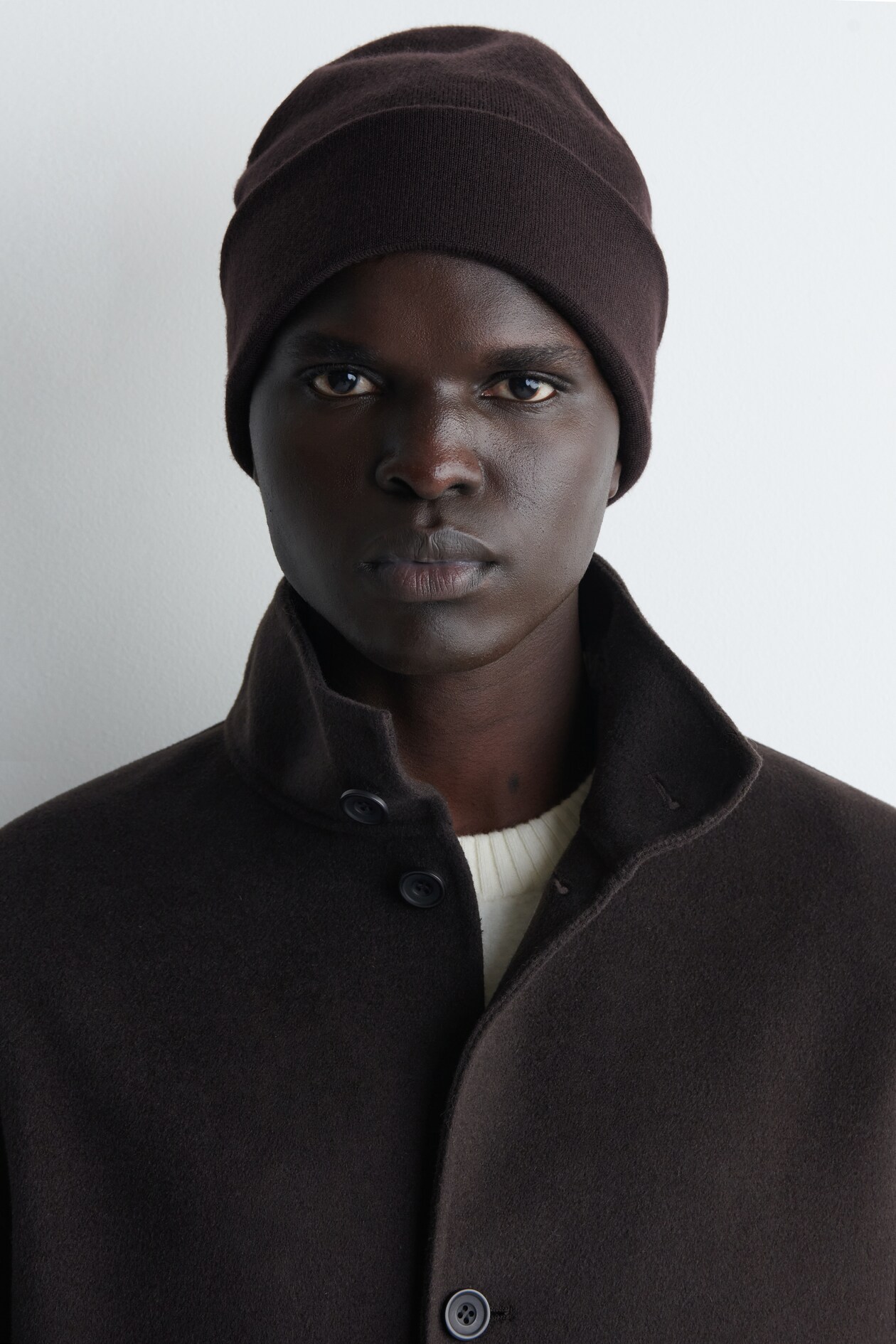 BONNET EN LAINE DOUBLE FACE - BRUN FONCÉ - HOMME | H&M BE