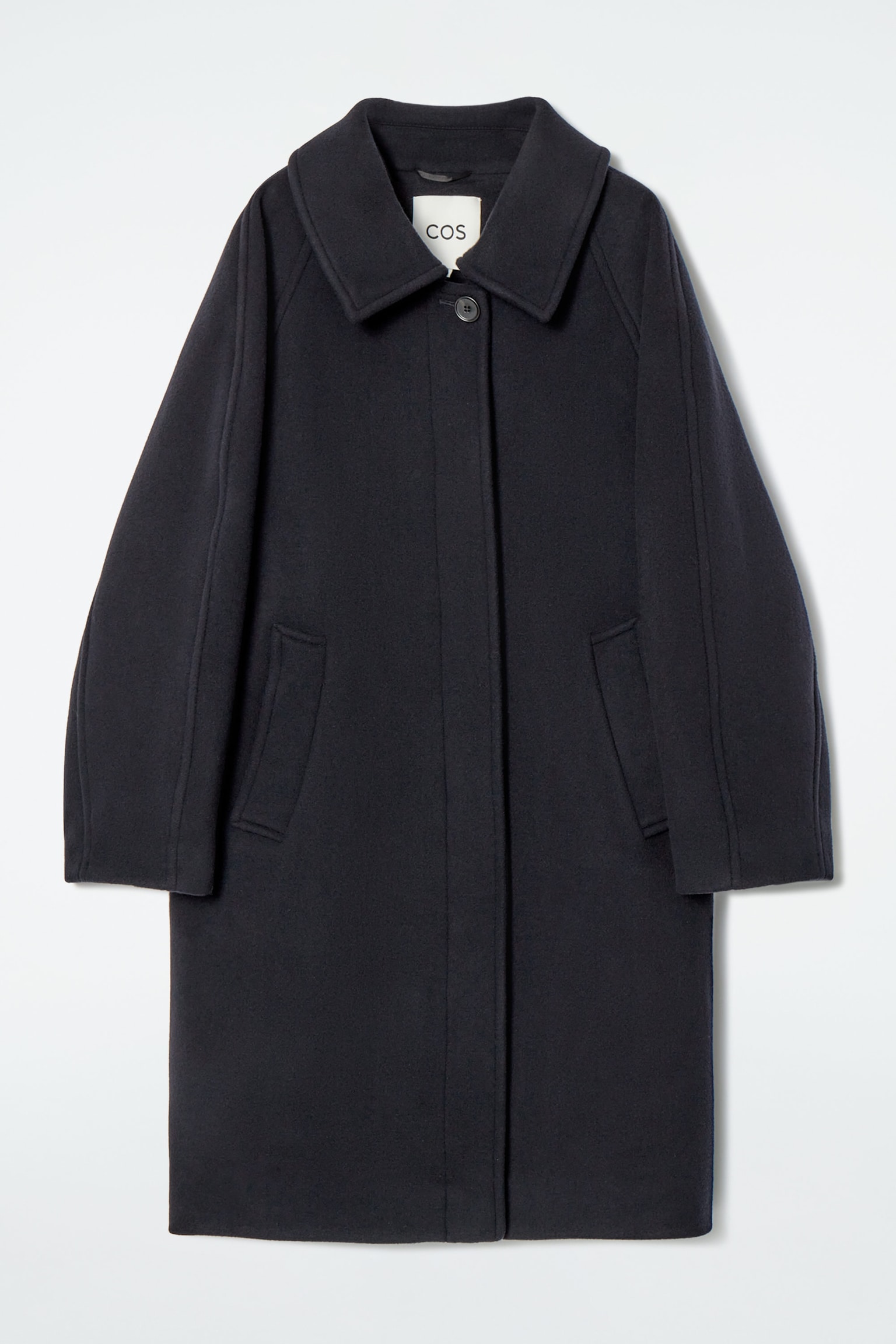 OVERSIZED SINGLE-BREASTED WOOL COAT - NAVY | COS
