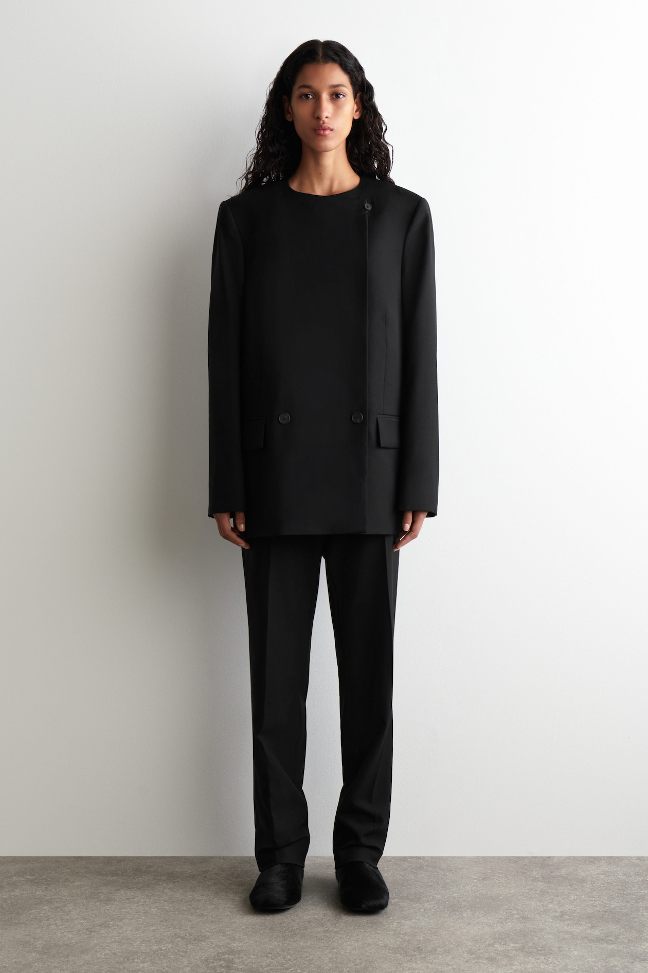 SLIM WOOL-BLEND TROUSERS - CARBON | COS CH