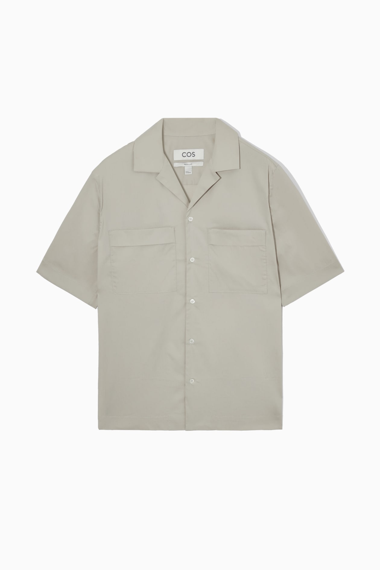 UTILITY COTTON SHORT-SLEEVED SHIRT - STONE | COS