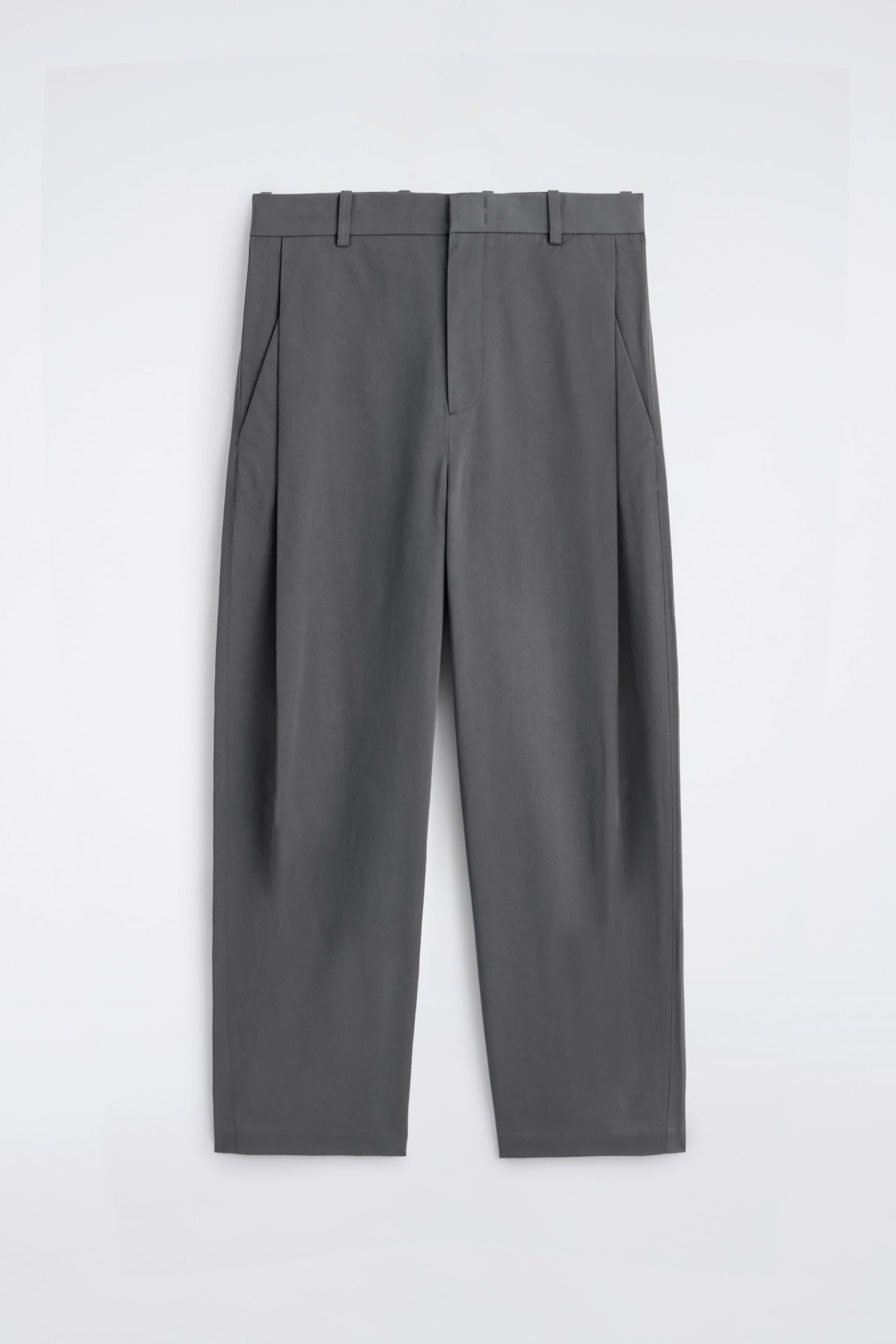 PLEATED COTTON RELAXED-FIT WIDE-LEG TROUSERS - GREY - Men | H&M GB
