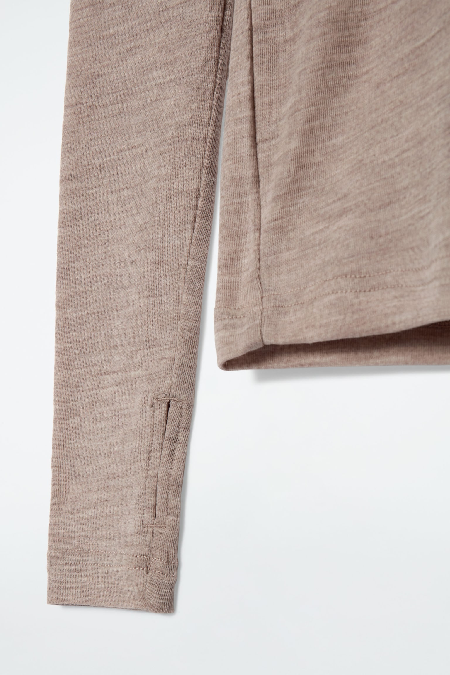 SLIM HALF-ZIP WOOL HOODIE - MOLE | COS