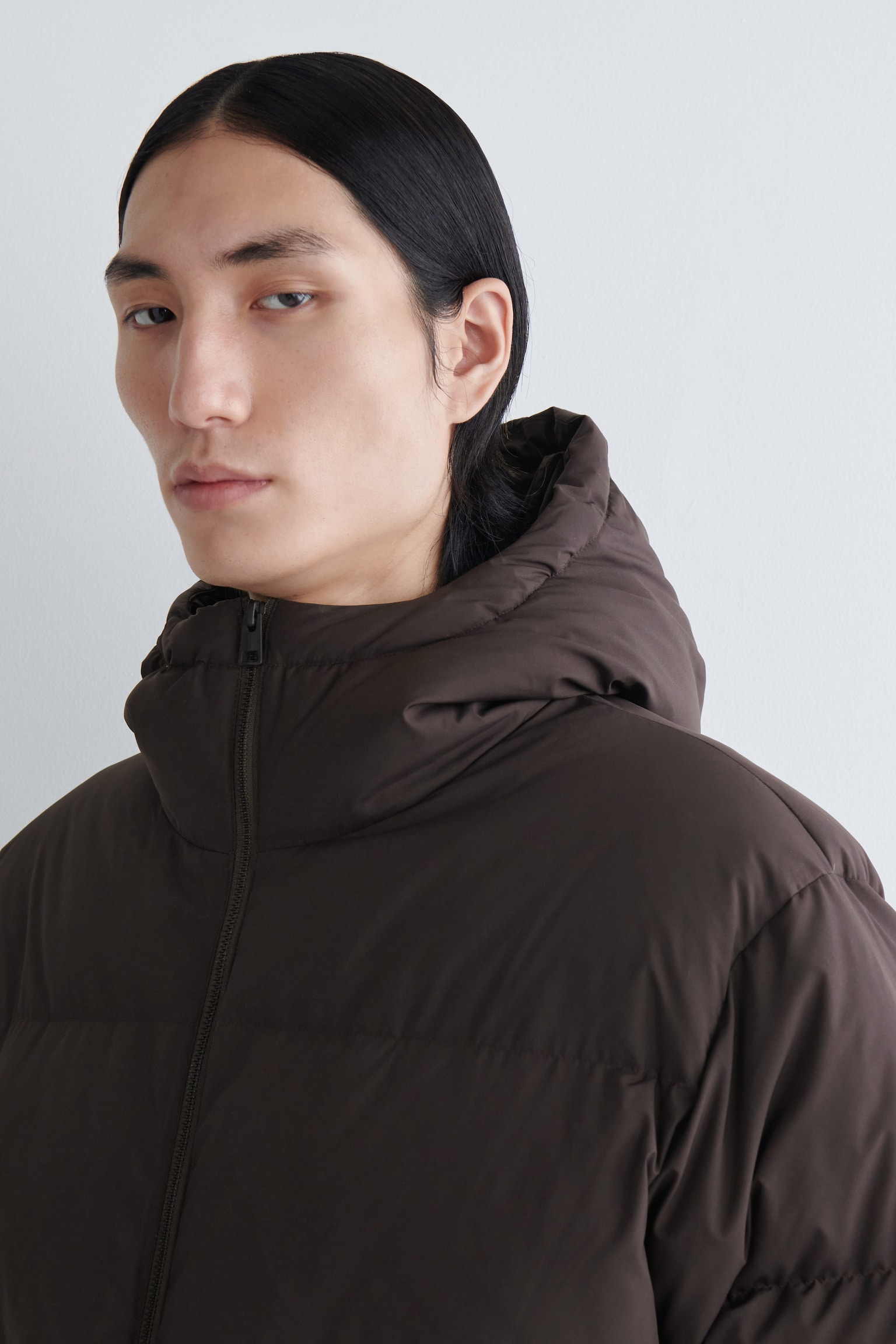 HOODED DOWN PUFFER JACKET - DARK BROWN | COS GB