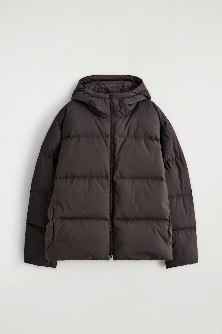 HOODED DOWN PUFFER JACKET - DARK BROWN | COS GB