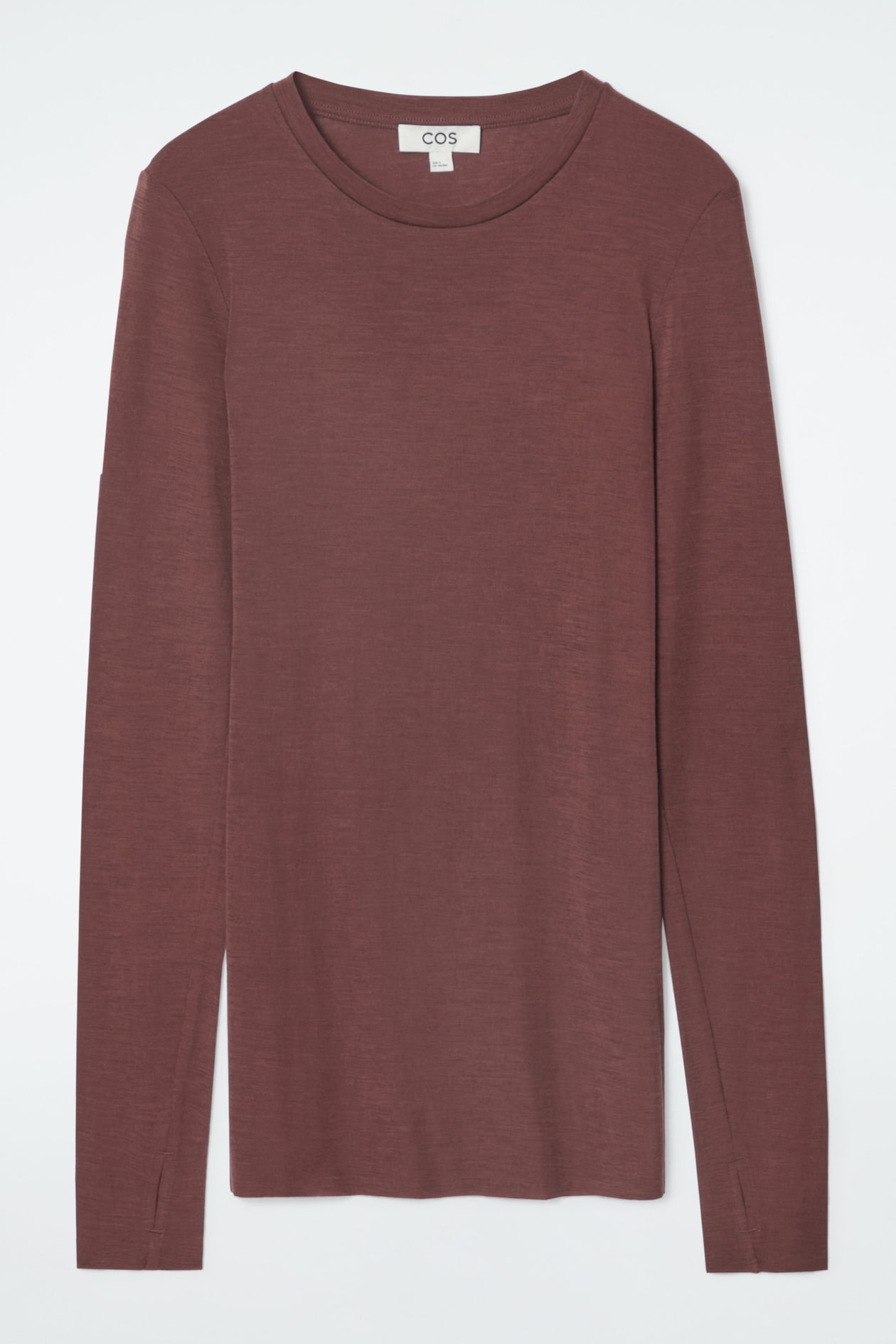 CREW-NECK MERINO WOOL TOP - BROWN | COS