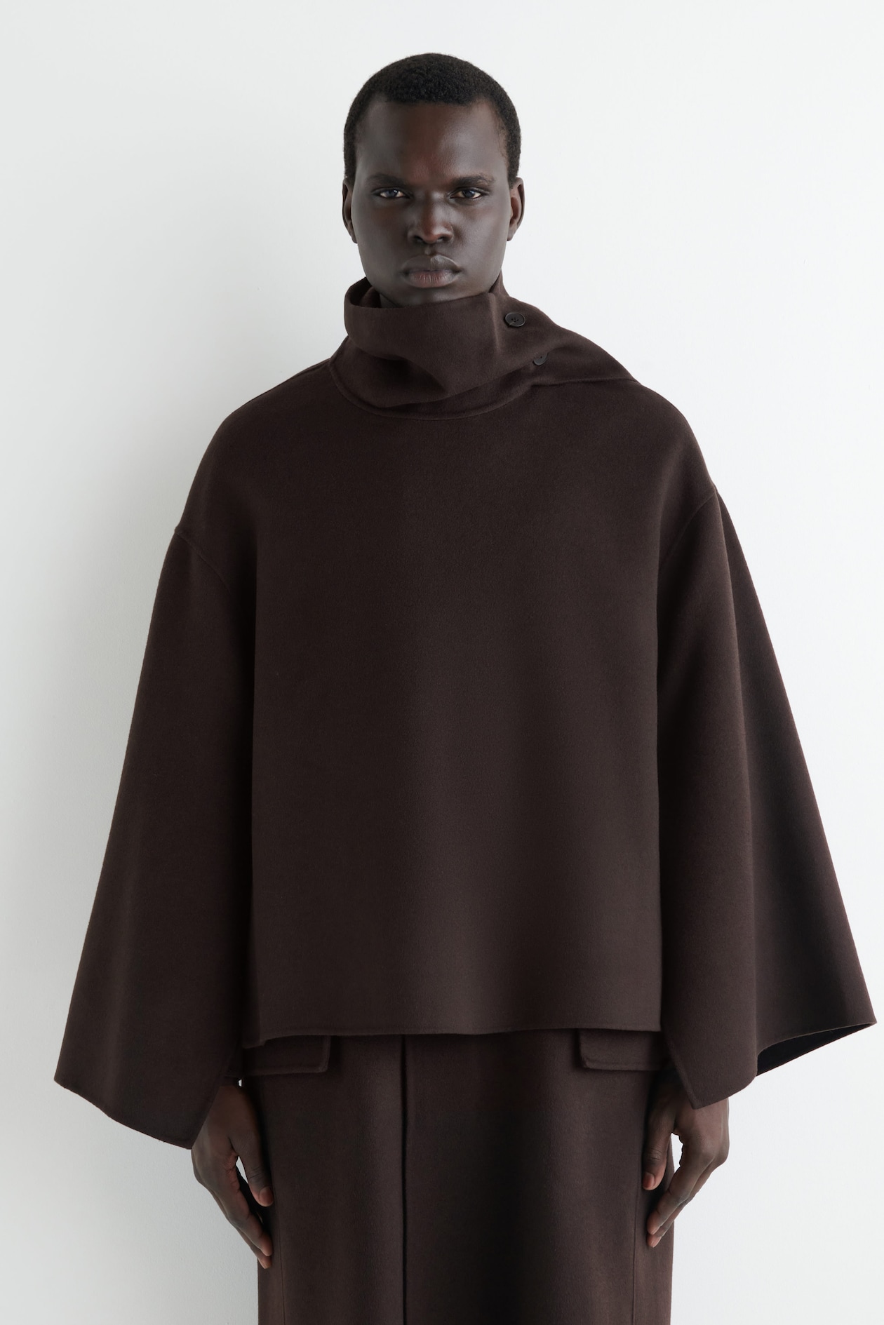 DOUBLE-FACED WOOL CAPE - CHOCOLATE | COS
