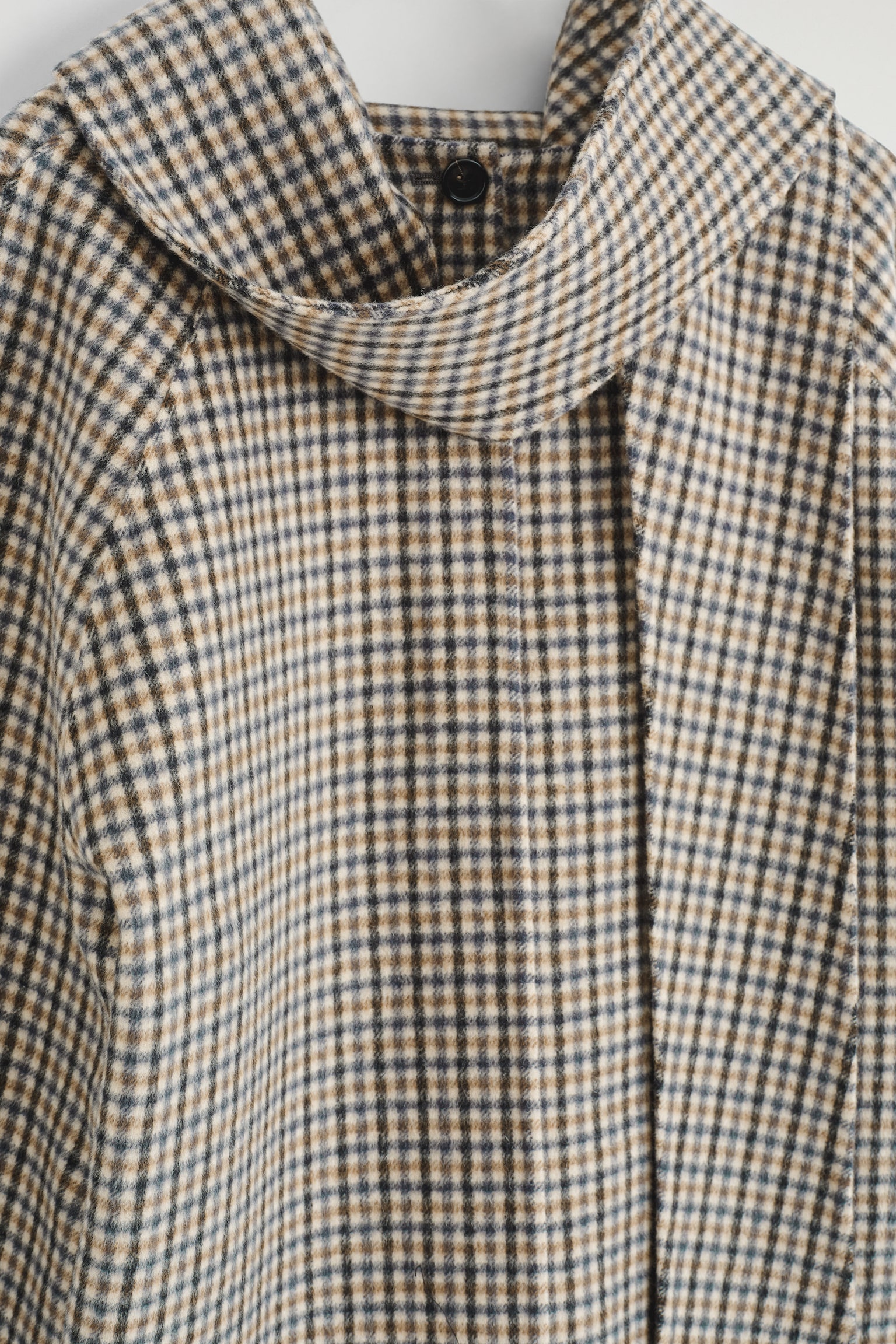 BLOUSE À ÉCHARPE ET CARREAUX EN LAINE DOUBLE FACE - BEIGE / CARREAUX ...