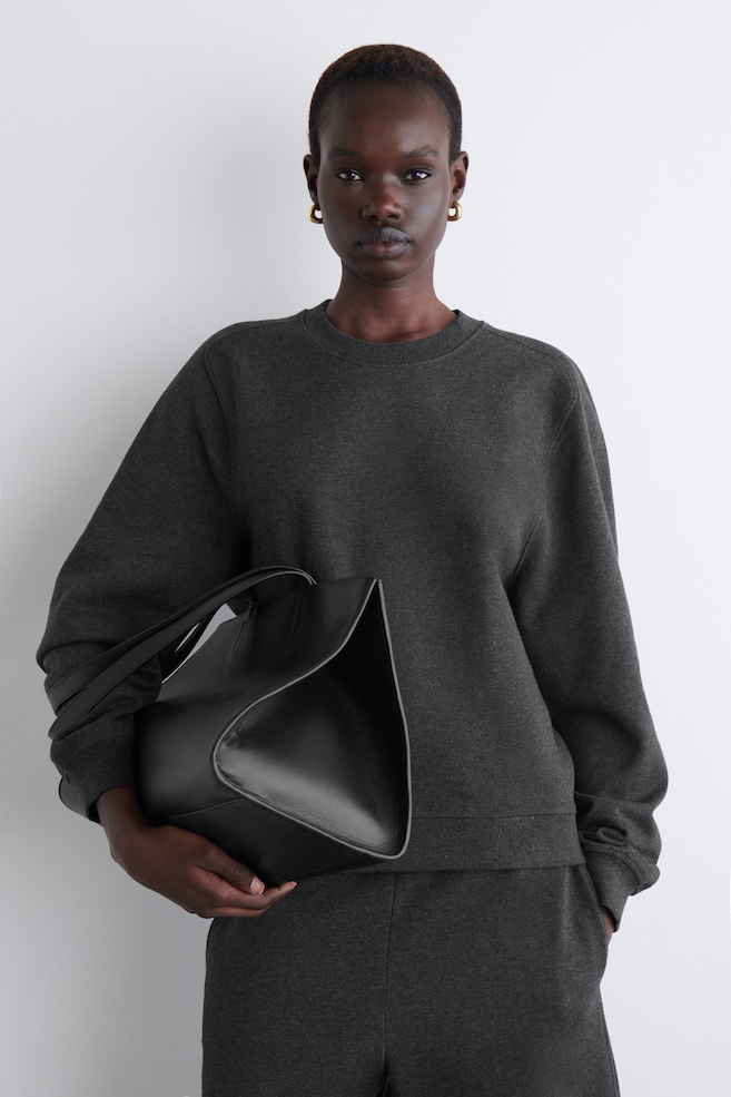 COTTON SWEATSHIRT - DARK-GREY MÉLANGE | COS