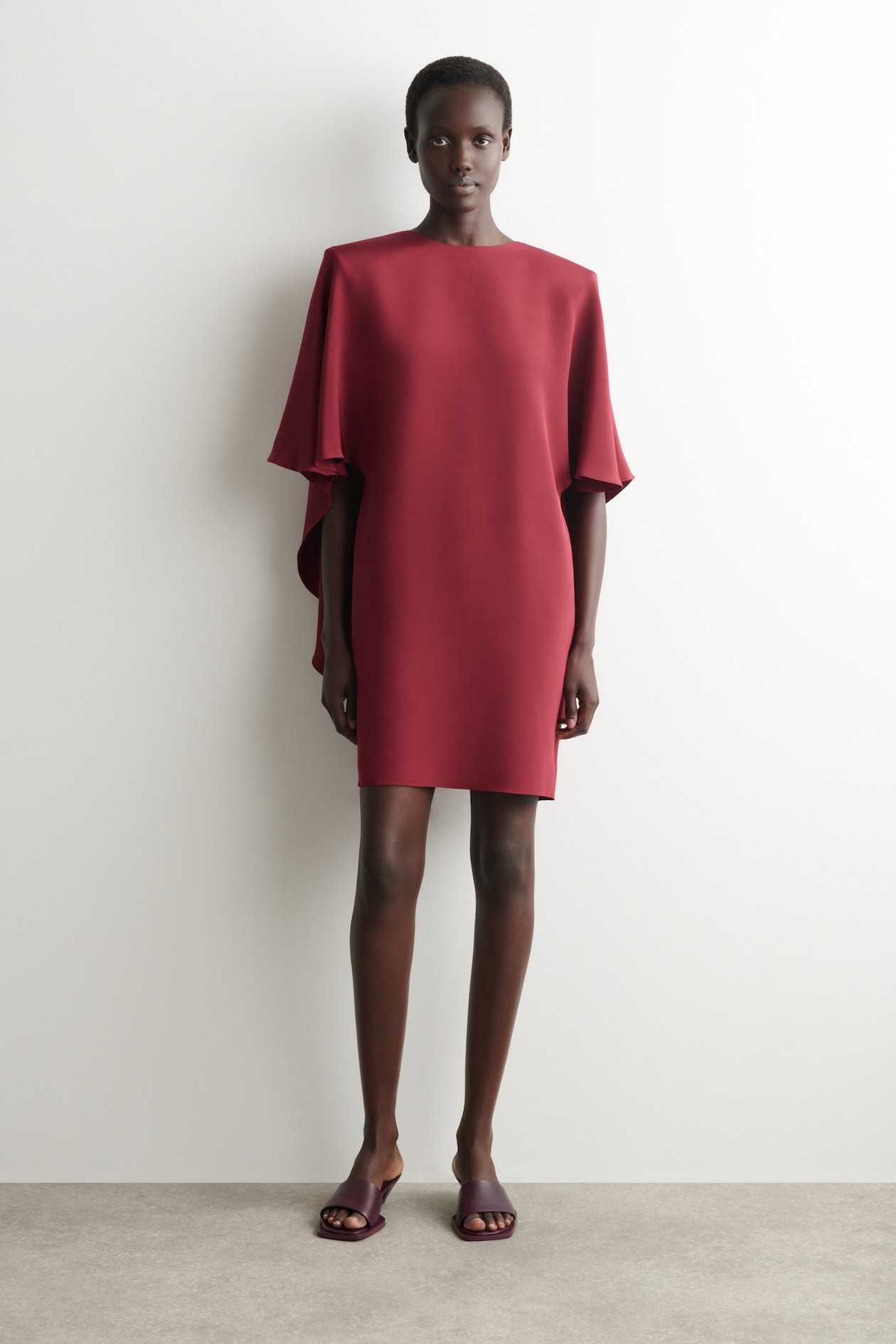 DRAPED SILK MINI DRESS - CRIMSON | COS IE