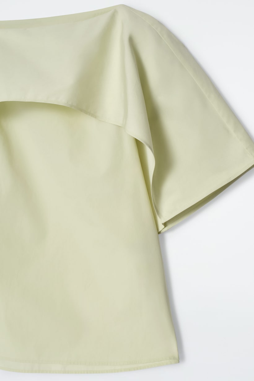 DRAPED COTTON TOP - LIGHT GREEN | COS