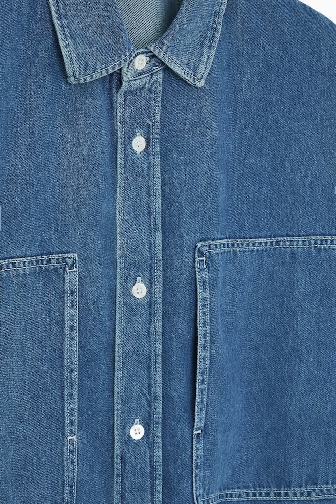 OVERSIZED SHORT-SLEEVED DENIM SHIRT - MID-BLUE | COS