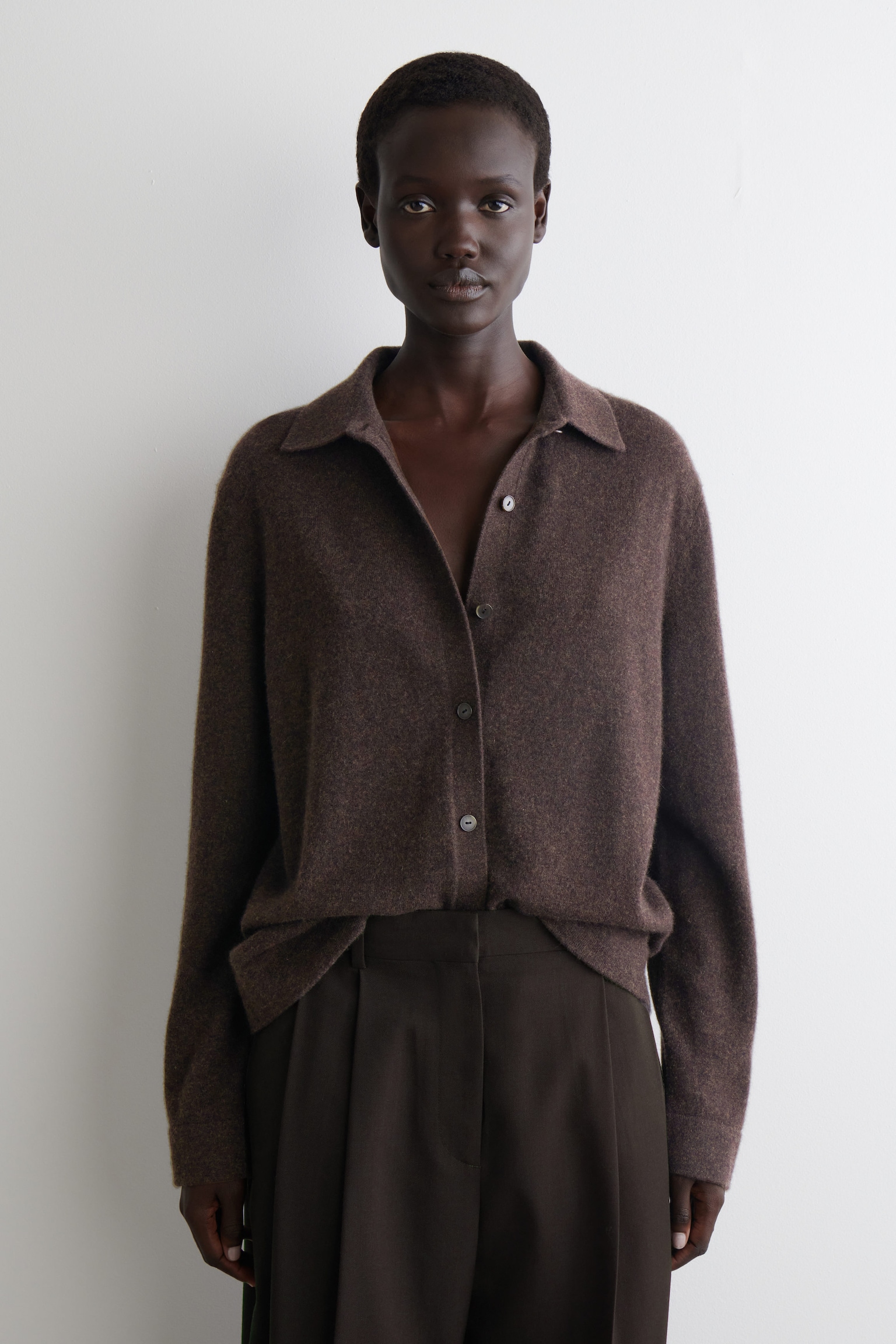 CASHMERE SHIRT - DARK BROWN | COS US