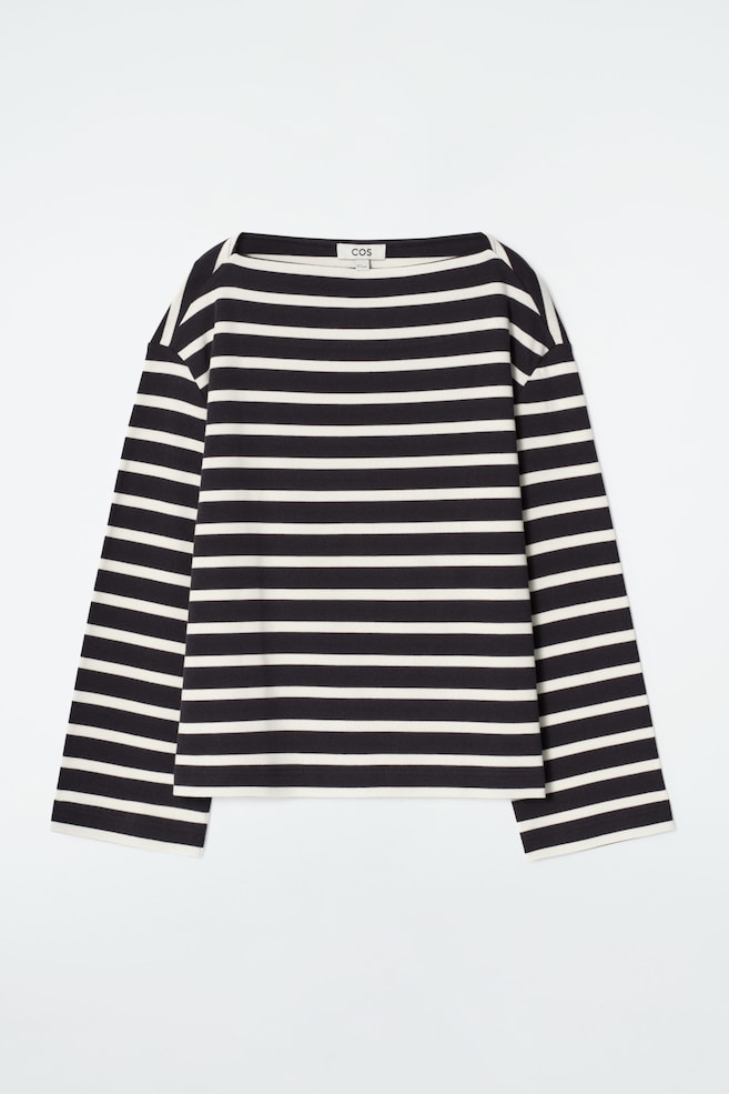 STRIPED BOAT-NECK TOP - NAVY / STRIPED | COS