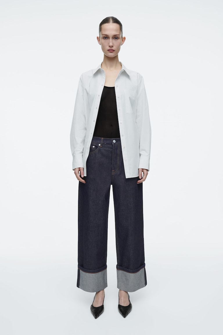 FACADE TURN-UP STRAIGHT-LEG JEANS - RAW INDIGO | COS