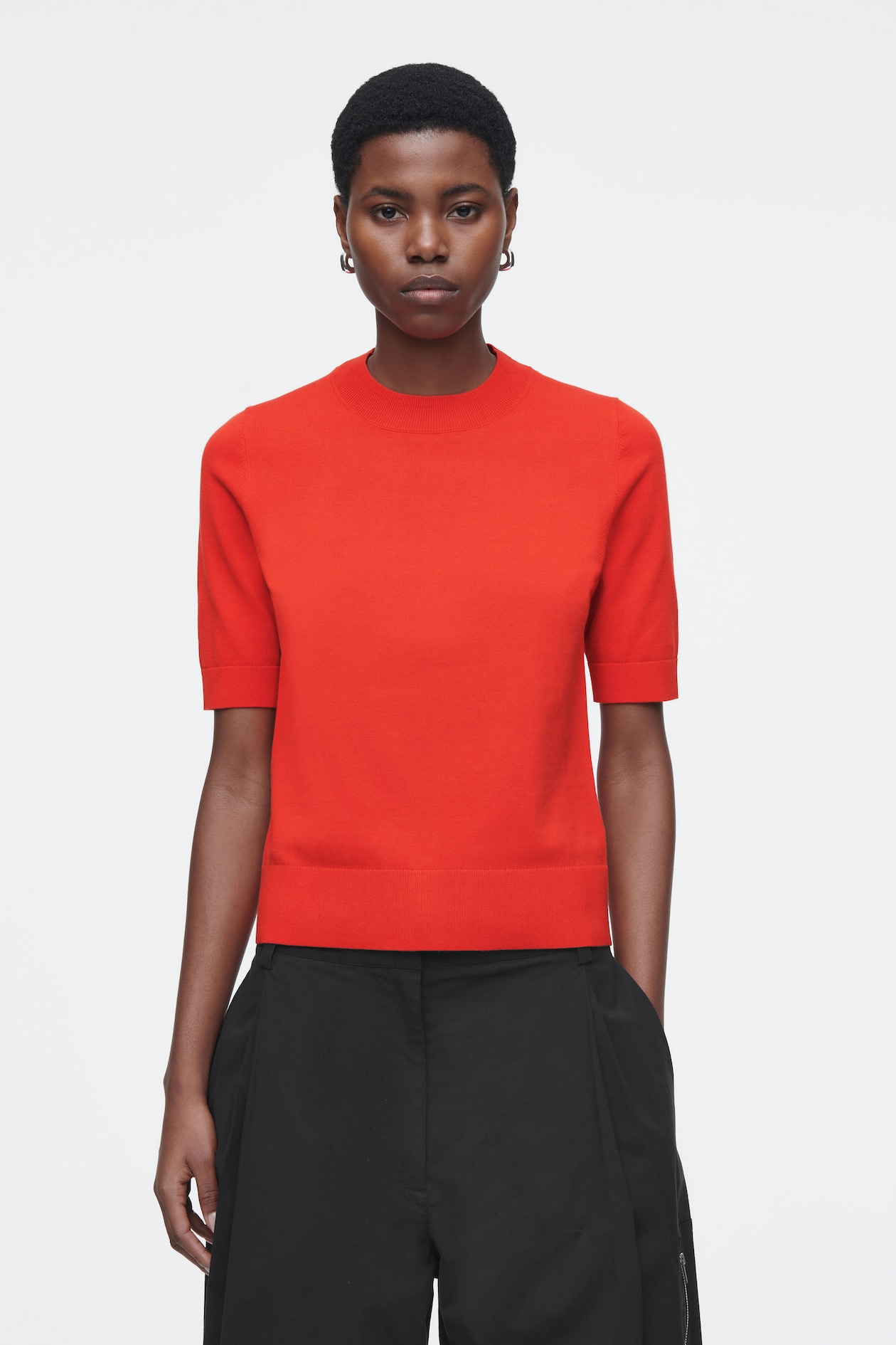 REGULAR KNITTED T-SHIRT - RED | COS