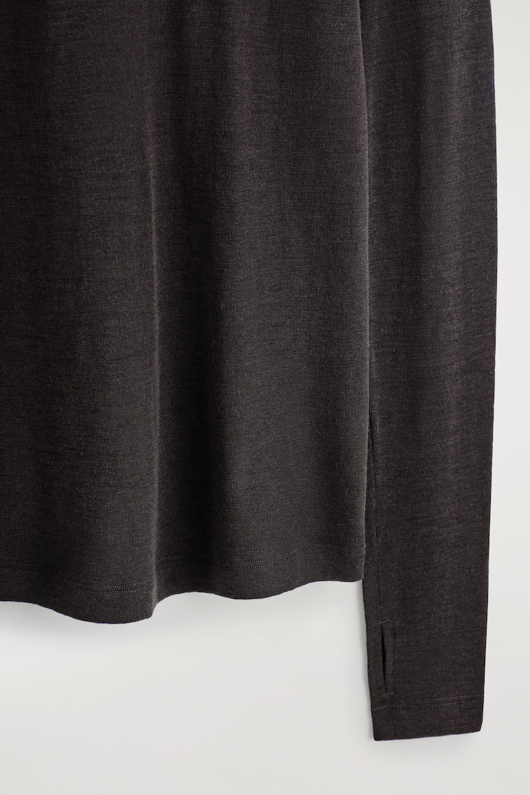 MERINO WOOL HIGH-NECK TOP - DARK BROWN | COS