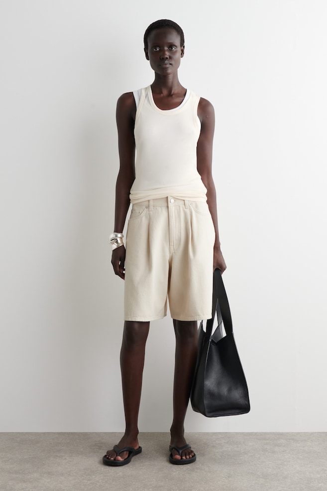 RIBBED SILK TANK TOP - WHITE | COS