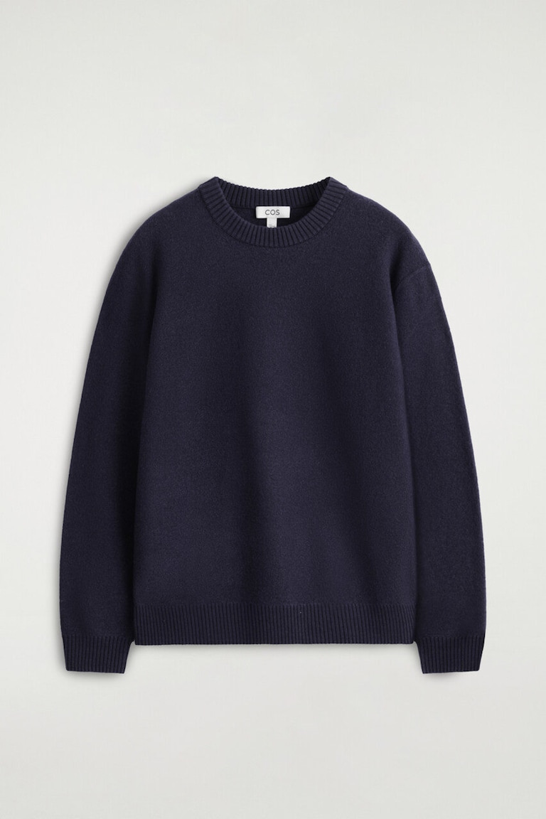 BOILED-WOOL CREW-NECK JUMPER - NAVY | COS GB