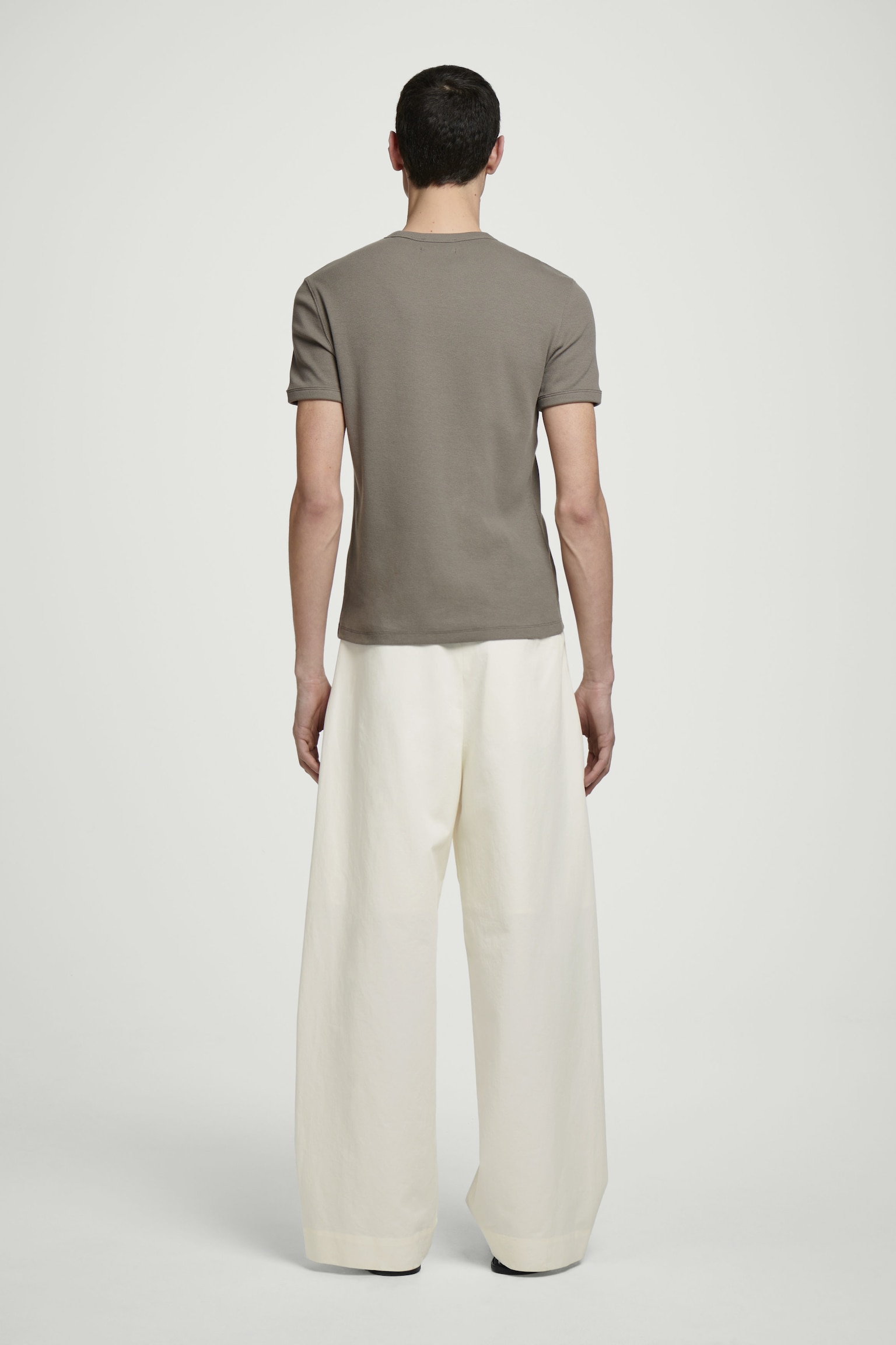 SLIM RIBBED COTTON T-SHIRT - DARK MOLE | COS