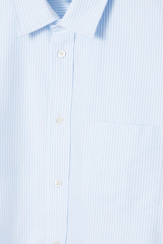 WIDE OVERSIZED COTTON OXFORD SHIRT - BLUE / PINSTRIPED | COS