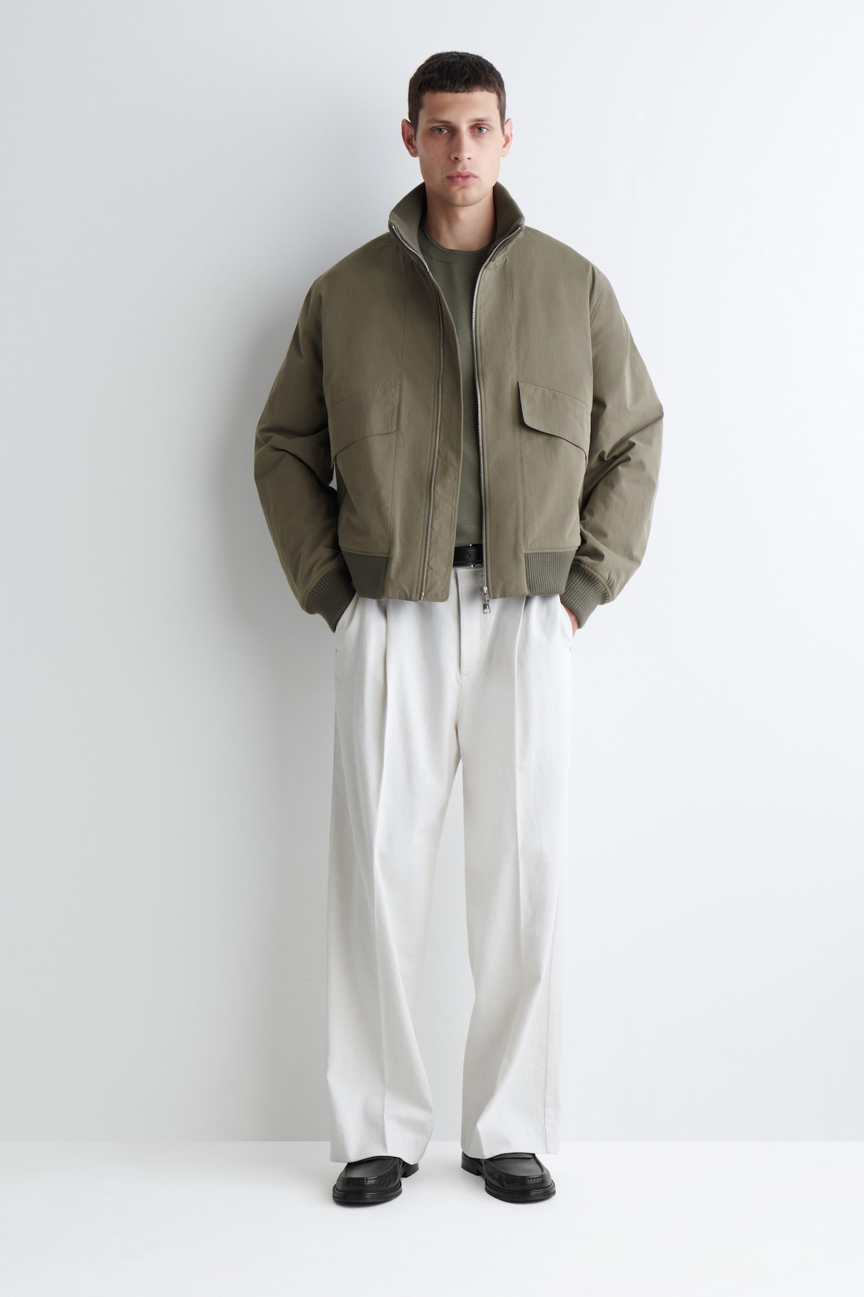 PADDED COTTON FLIGHT JACKET - STONE | COS