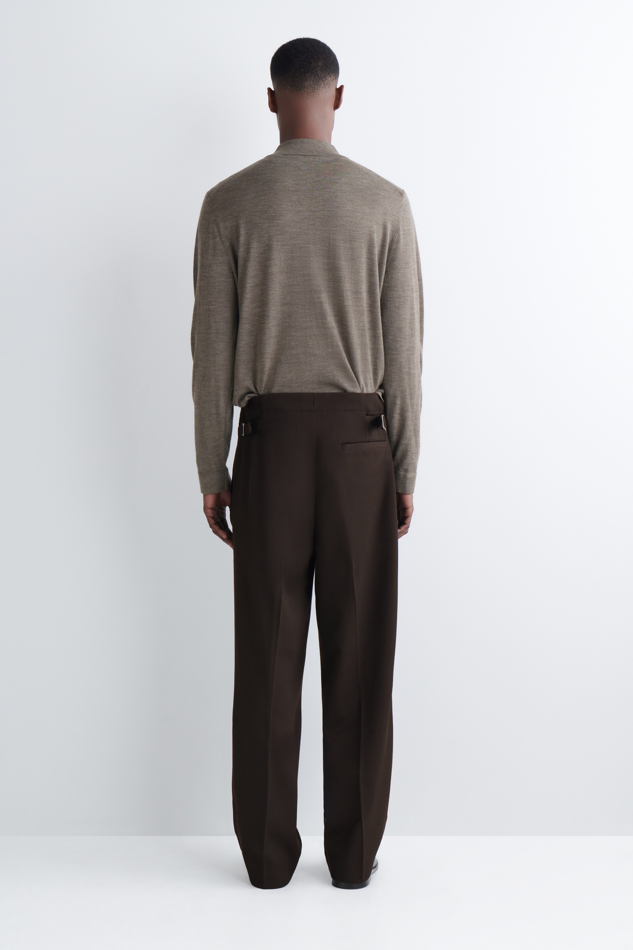 PLEATED WOOL-BLEND STRAIGHT-LEG TROUSERS - DARK BROWN - Men | H&M GB