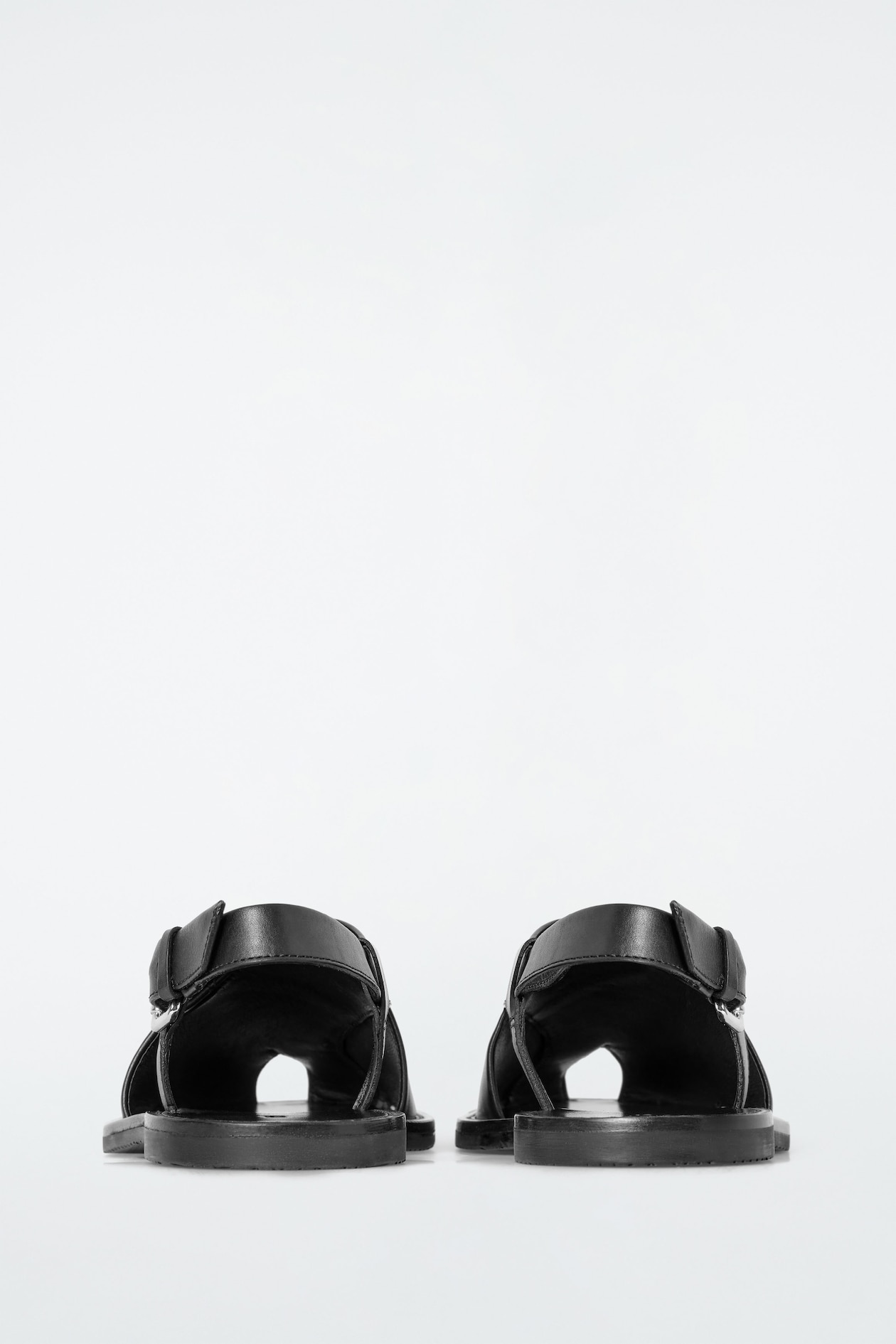 CROSSOVER LEATHER SLINGBACK SANDALS - BLACK | COS