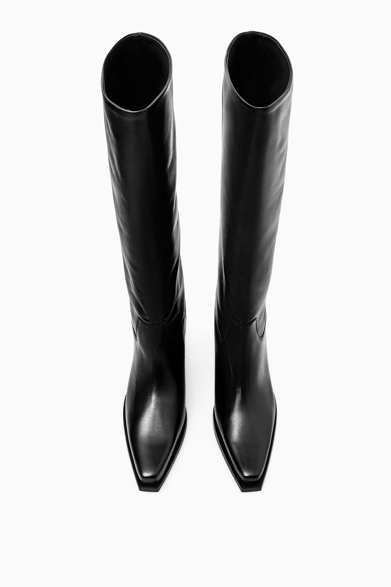 KNEE-HIGH LEATHER COWBOY BOOTS - BLACK | COS