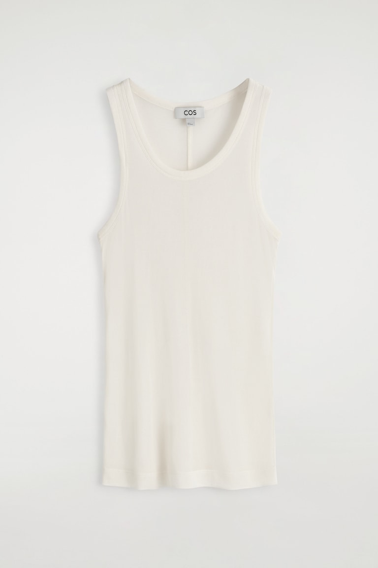 RIBBED SILK TANK TOP - WHITE | COS