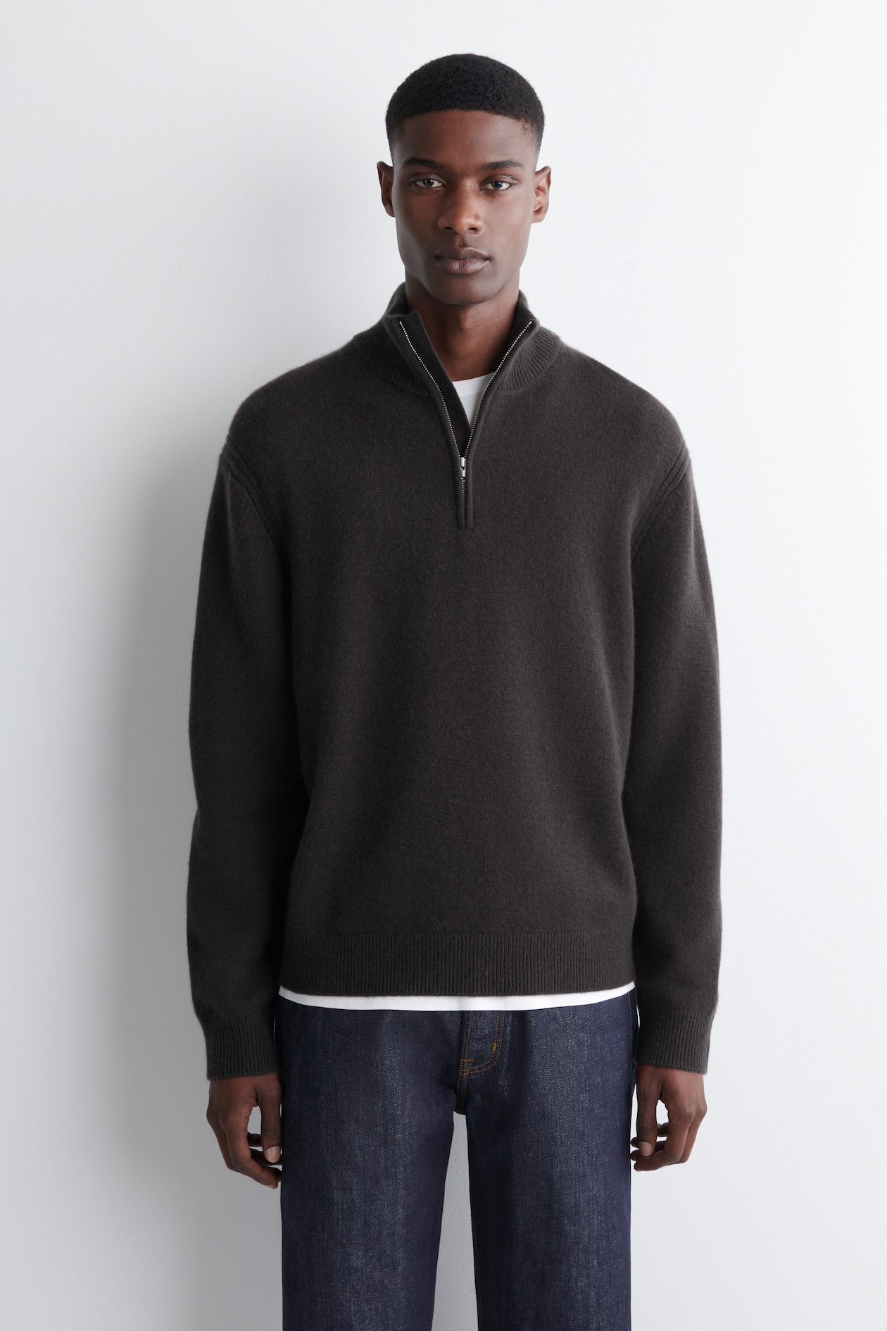 CASHMERE ZIP-UP JUMPER - DARK BROWN - Men | H&M GB