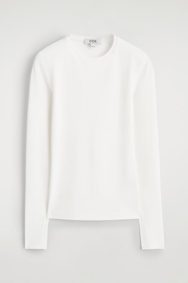 COTTON LONG-SLEEVED TOP - WHITE | COS US