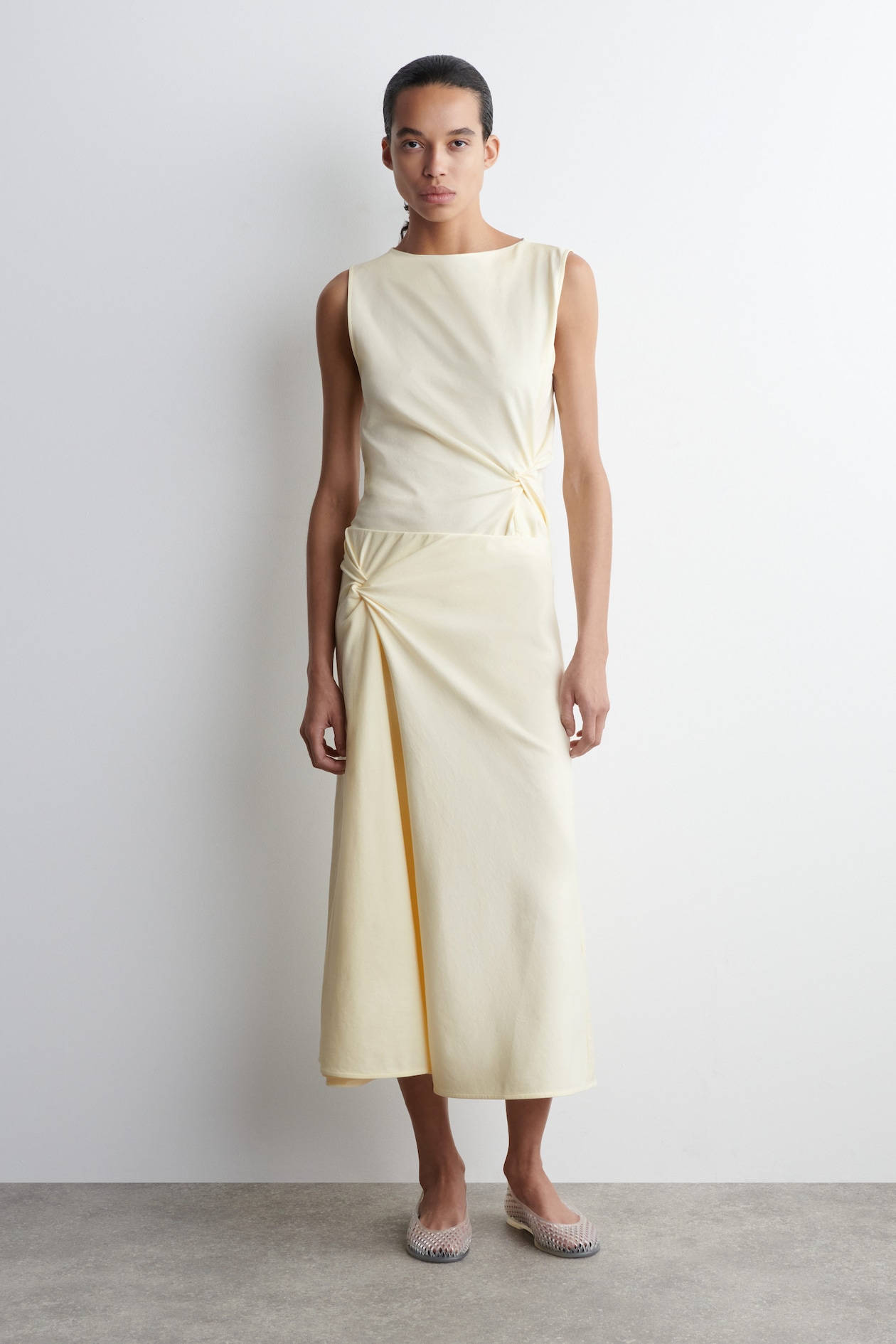 TWIST-DETAIL MIDI SKIRT - BUTTER YELLOW | COS