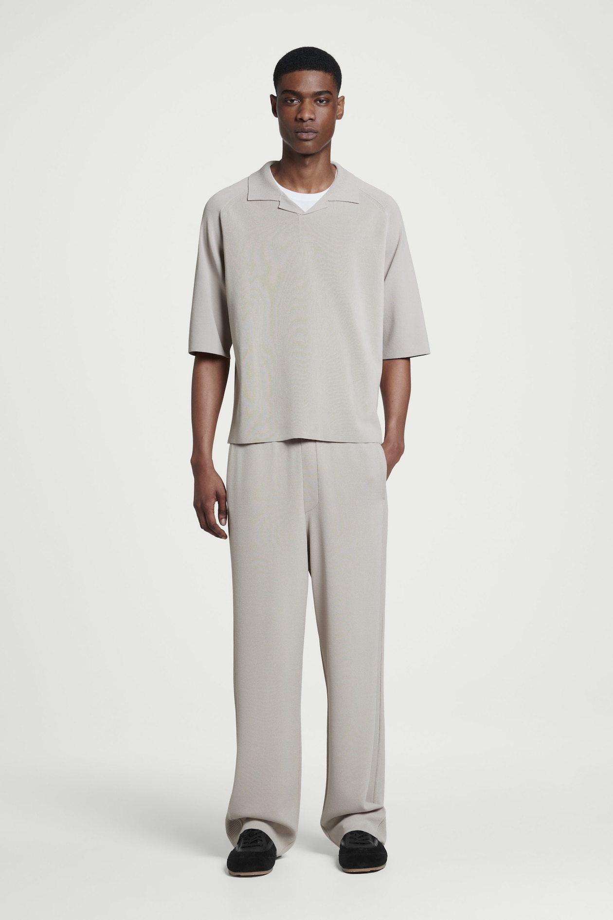 DOUBLE-FACED STRAIGHT-LEG TRACK PANTS - MOLE | COS